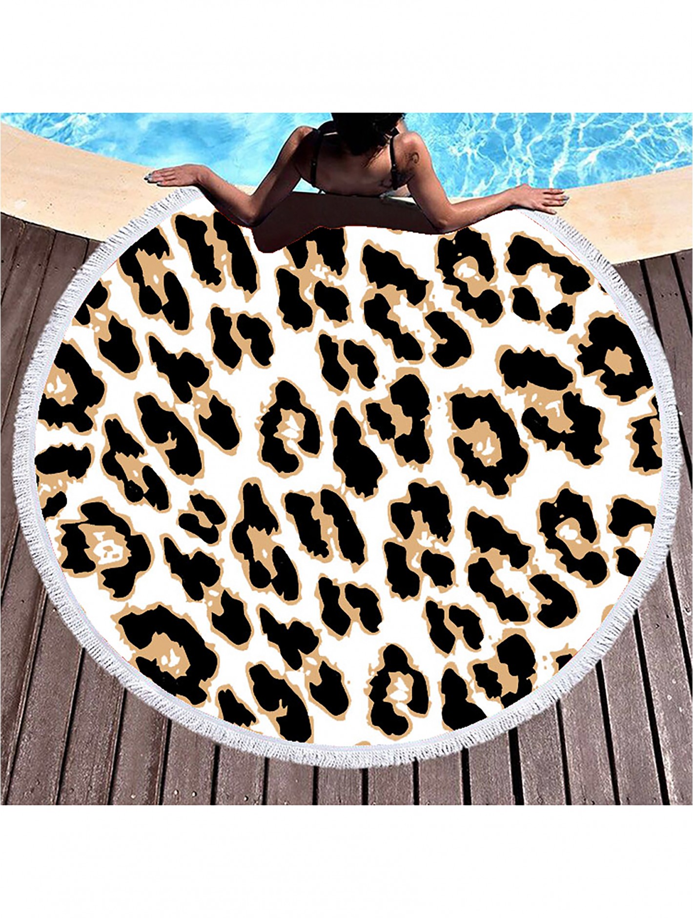 Leppard Print Round Beach Towel
