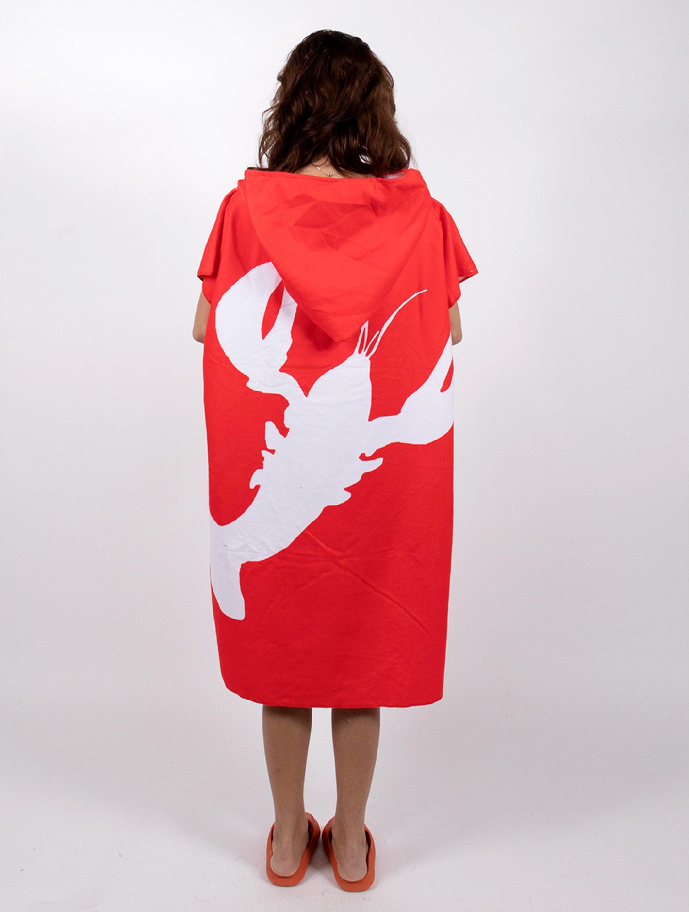 Red Lobster Print Hoodie Robe