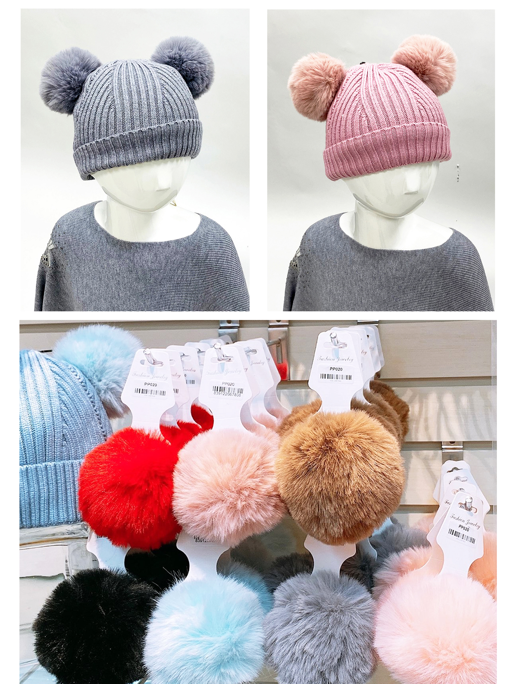 Solid Color Pom Pom For Winter Hat