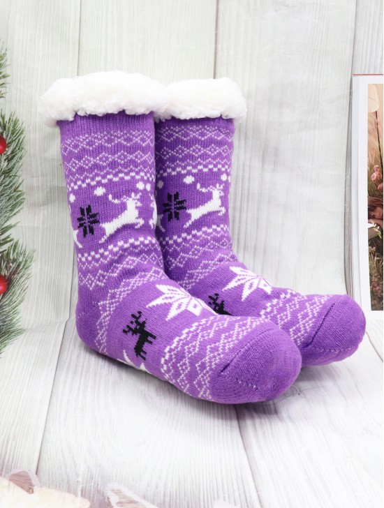 Snowflakes & Reindeer Patterned Reading Socks