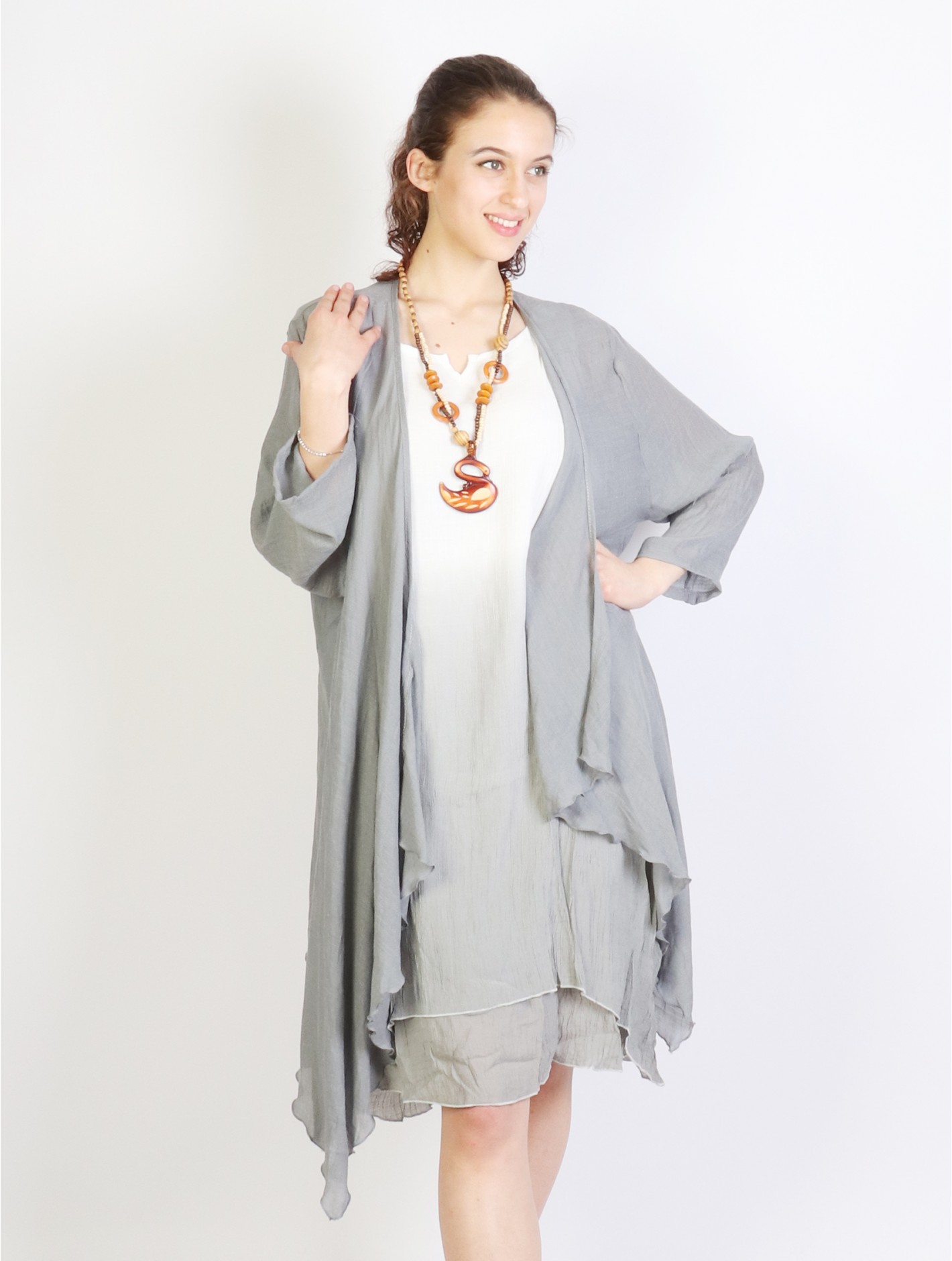 Solid Long-Sleeved Maxi Cardigan