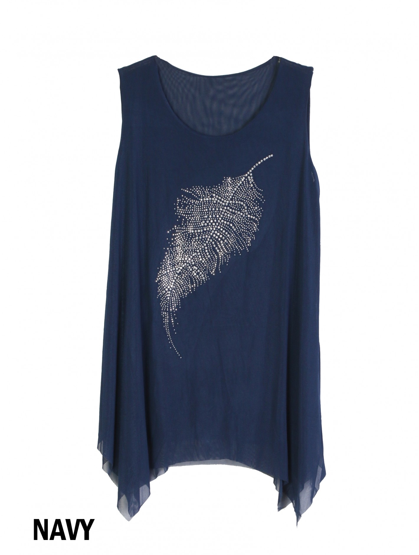 Feather Rhinestone Chiffon Tops