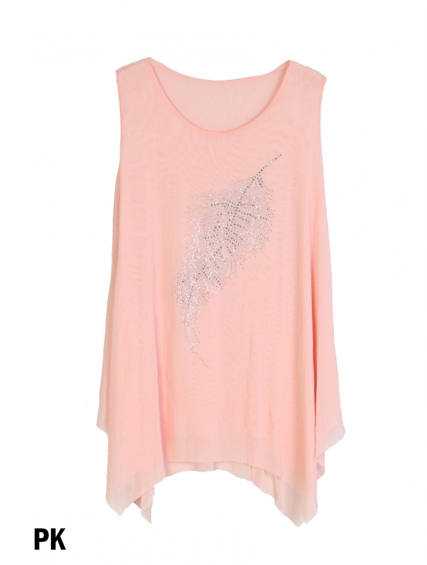 Feather Rhinestone Chiffon Tops
