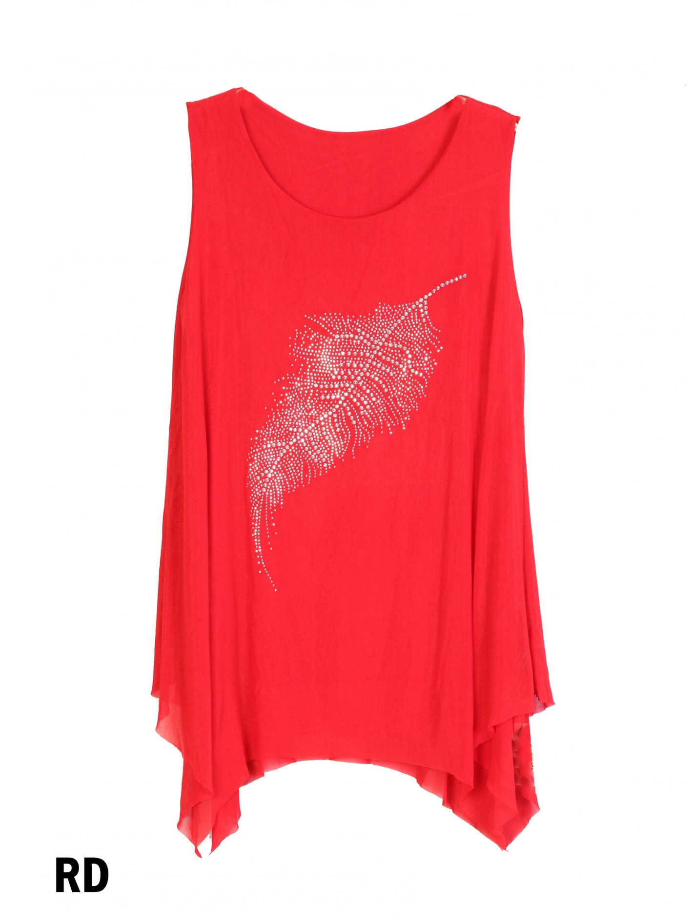 Feather Rhinestone Chiffon Tops