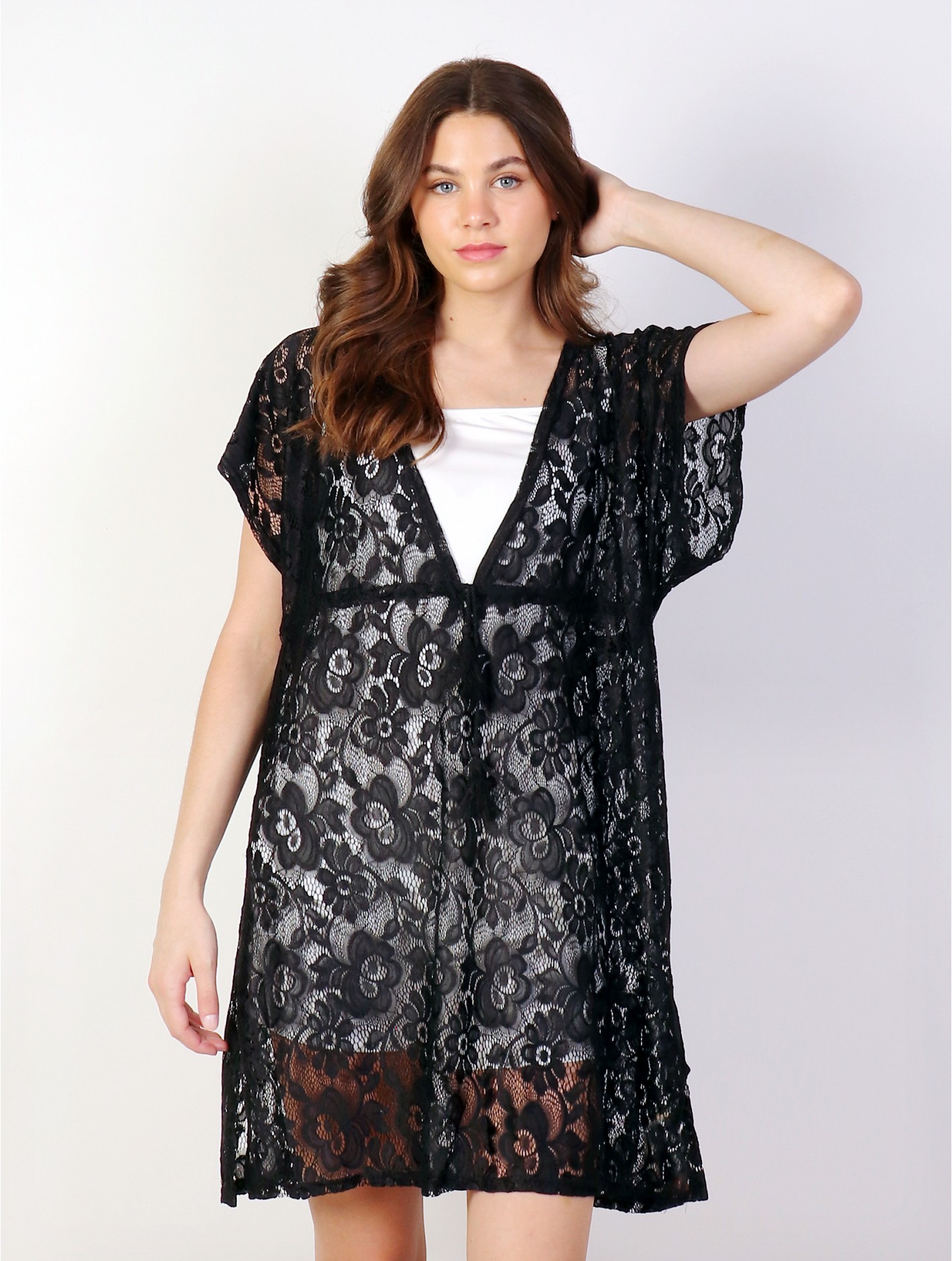 V-Neck Net Lace Fashion Top