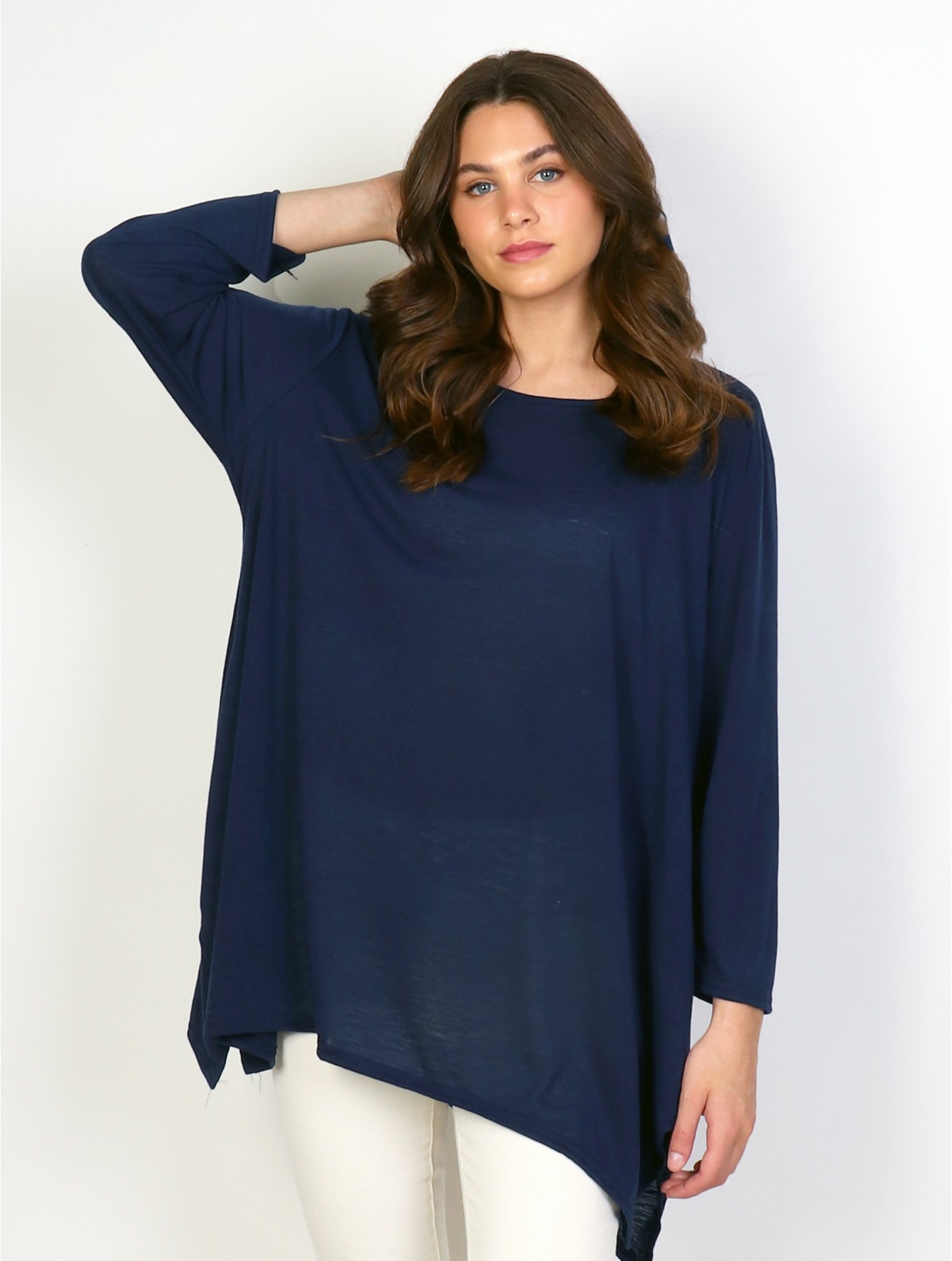 Solid High-Low Long Sleeved Top