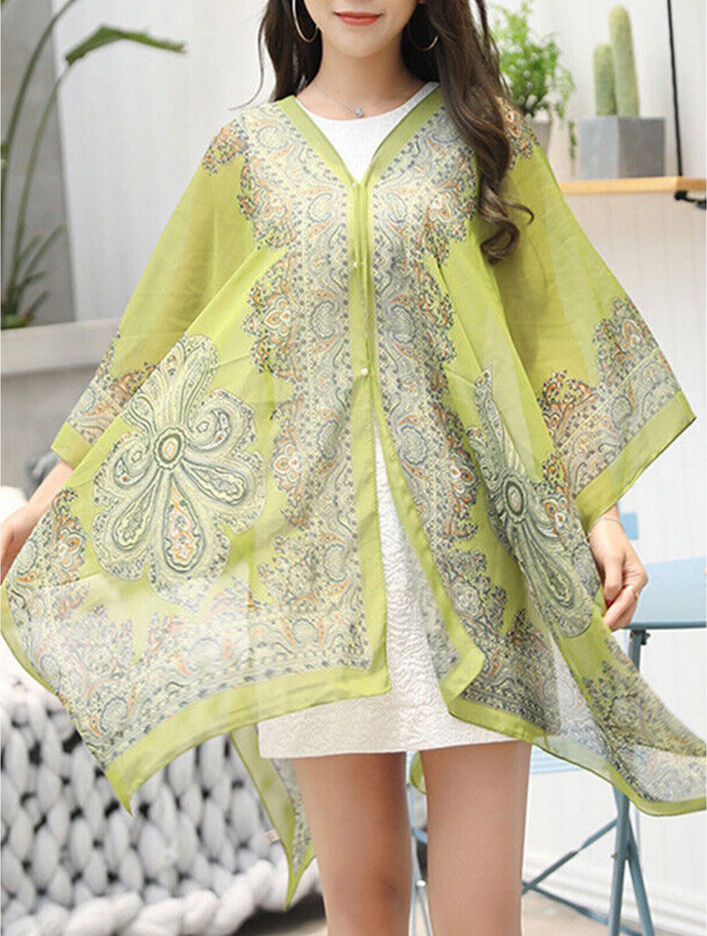 Reversible Pearl Chiffon Top with Filigrees