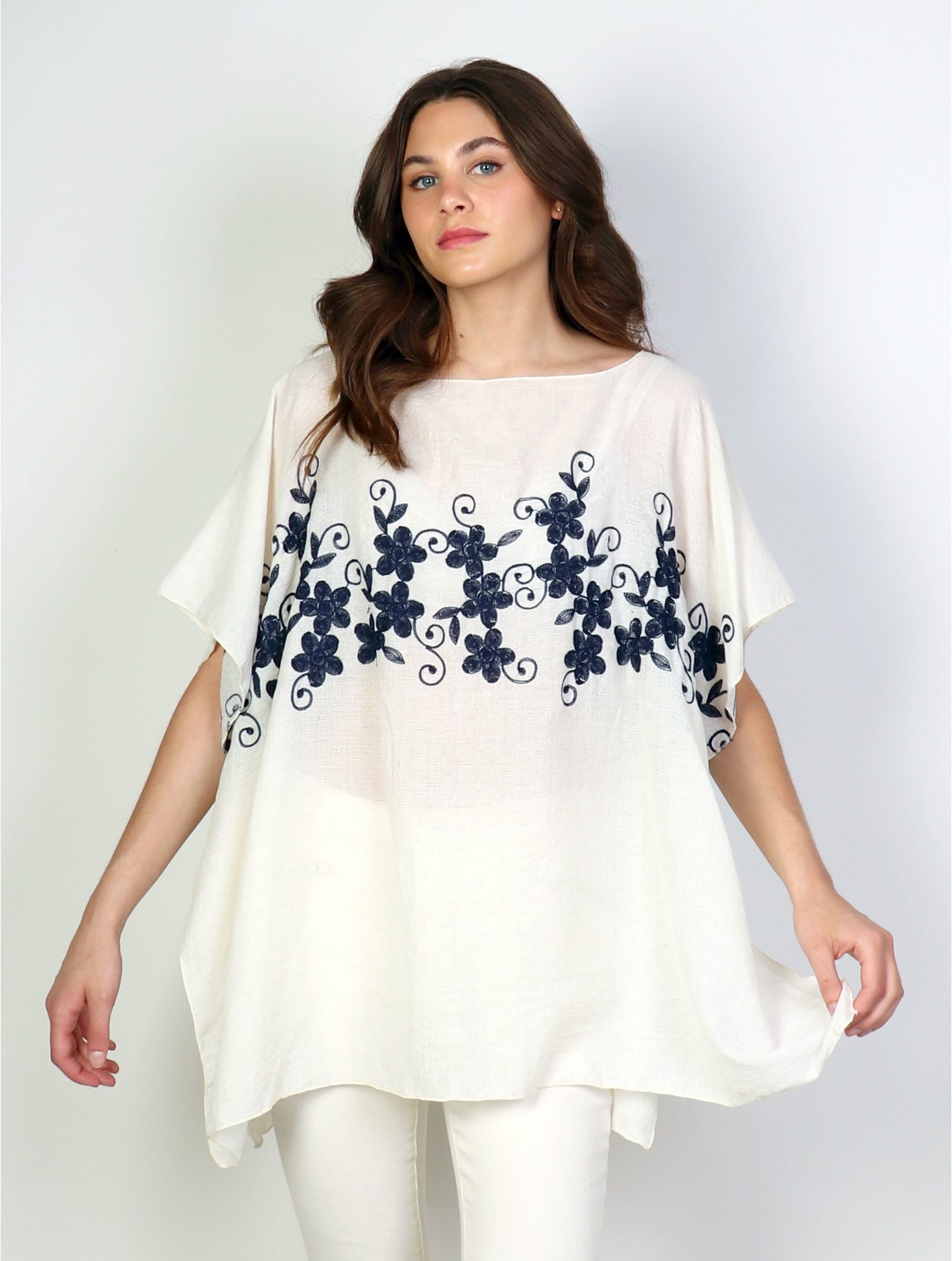 Stitched Flower Design Fashion Flowy Top