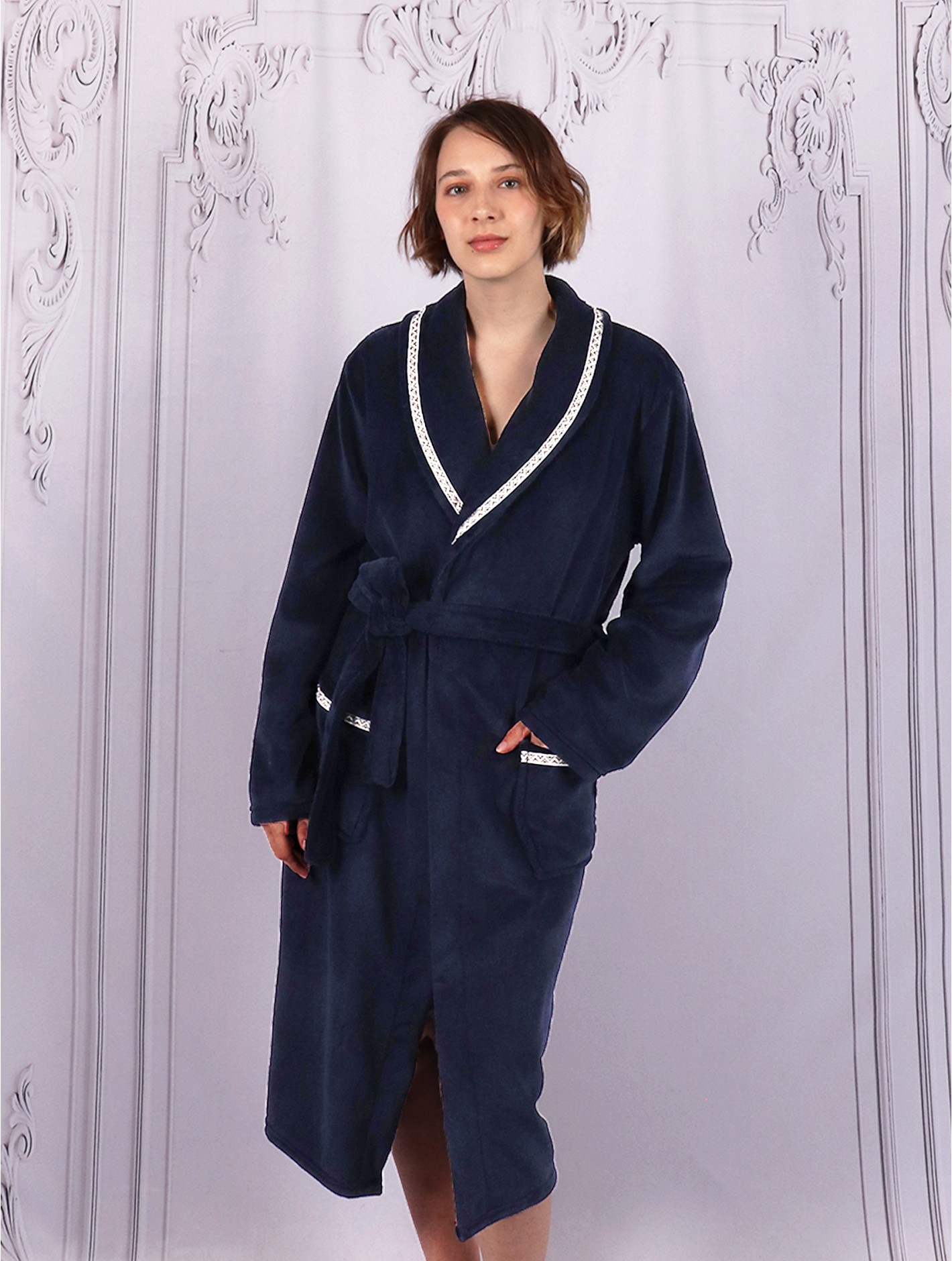 Mens Solid Colour Microfiber House Robe W/ Pockets