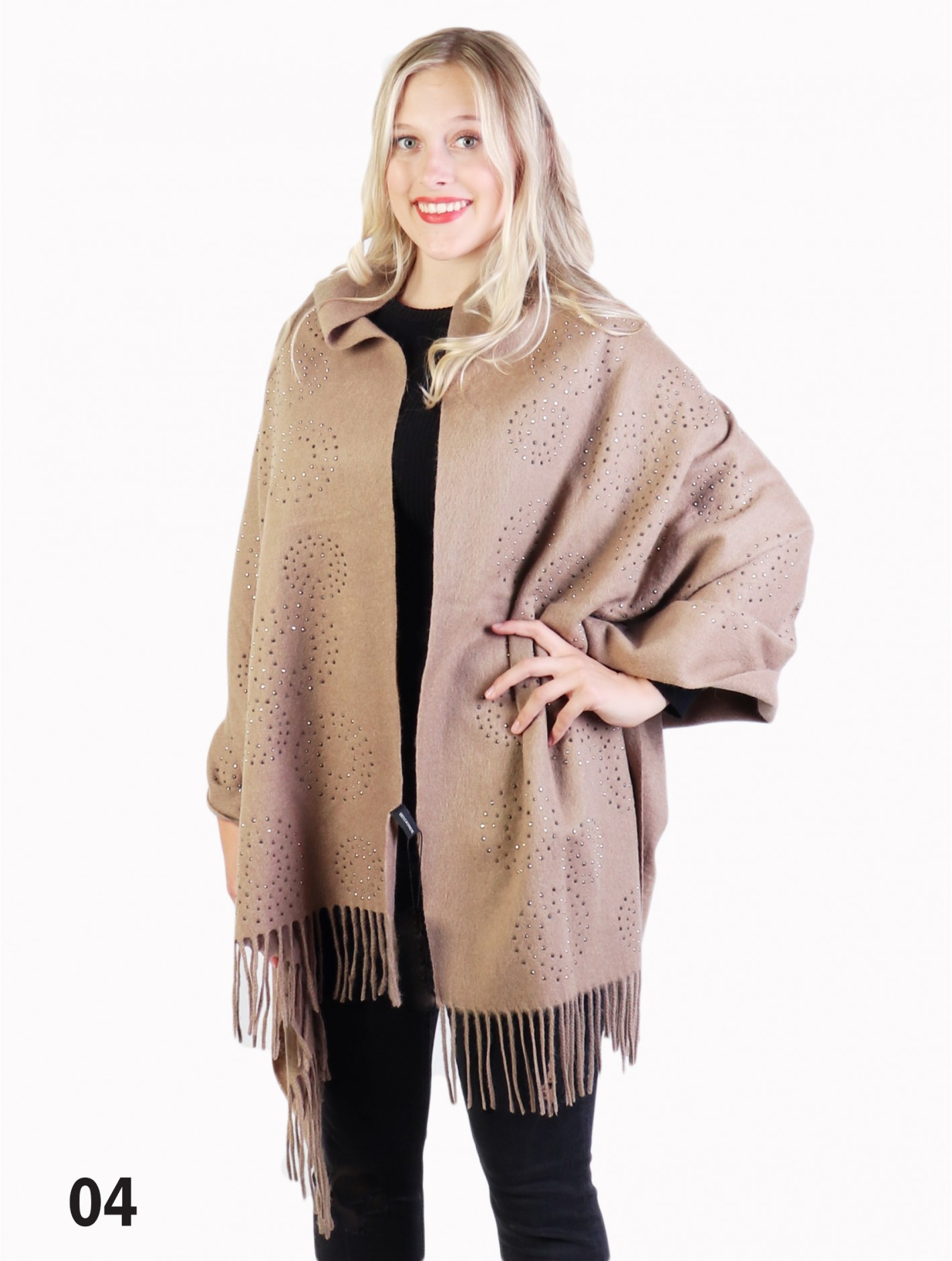Cashmere Cape W/ Rhinestones