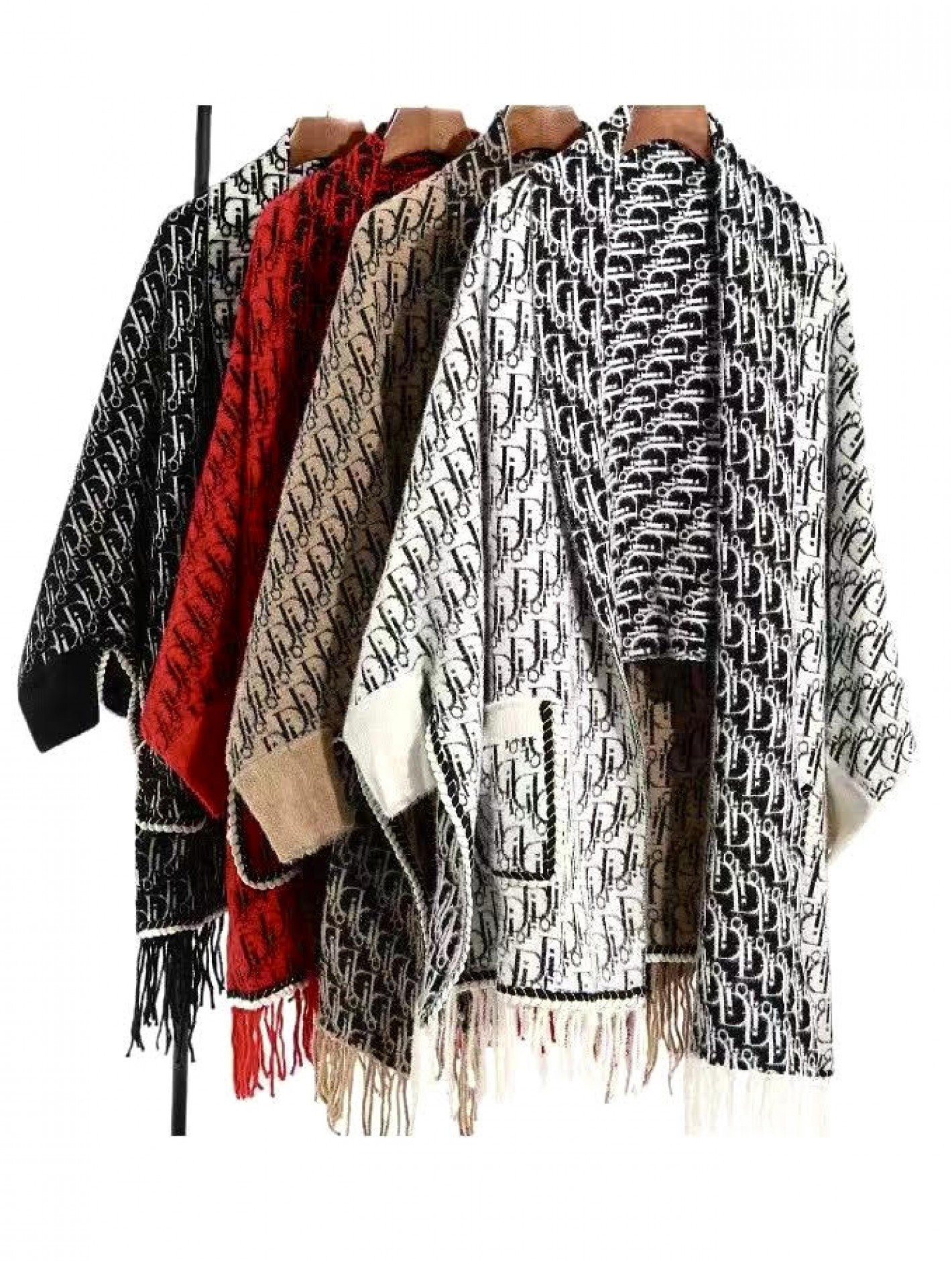 Cashmere Feeling Sleeved Cape with Pockets