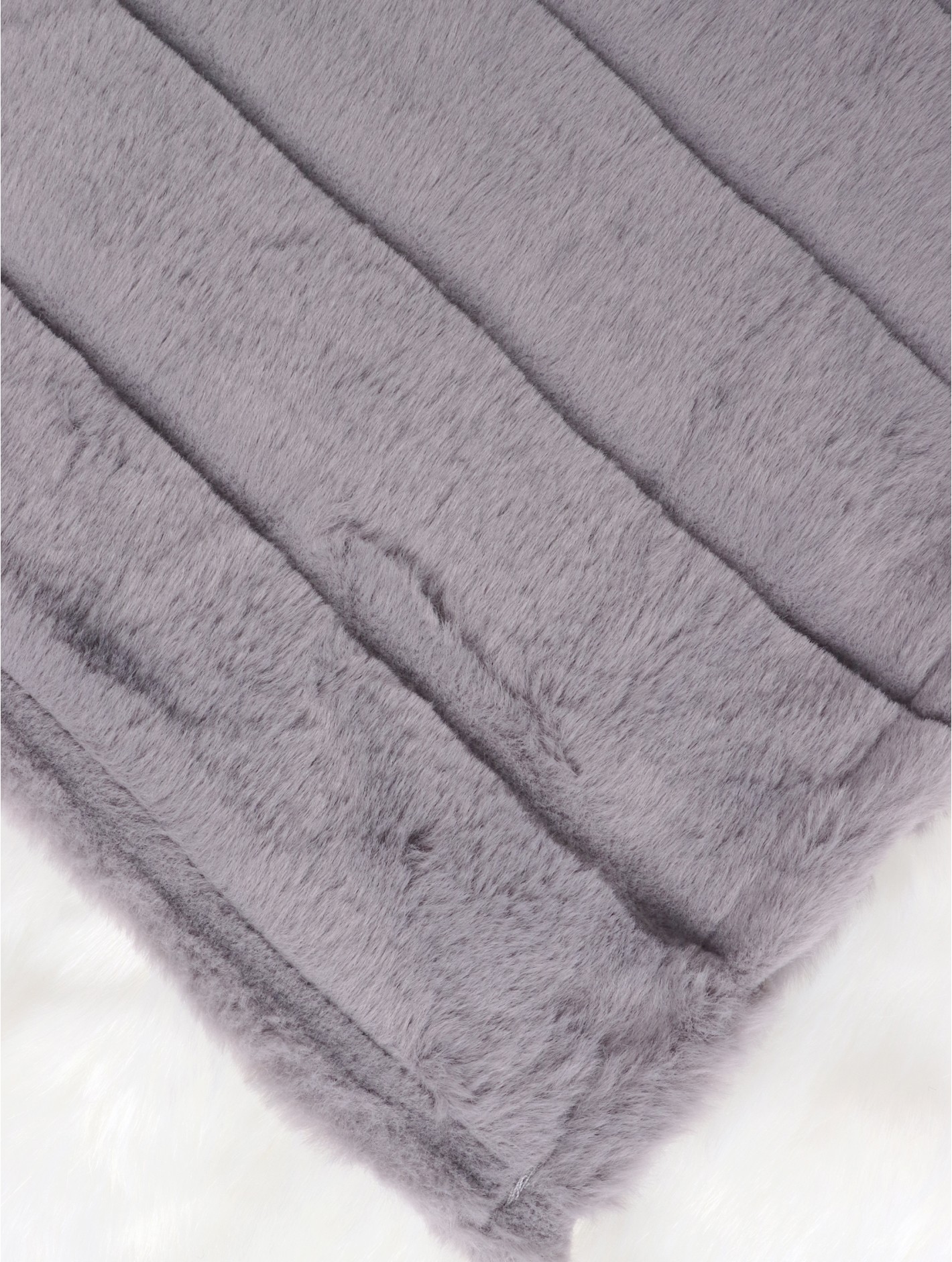 Kids Soft Faux Fur Poncho W/ Diagonal Pattern and Faux Fur Neckline (3 ...