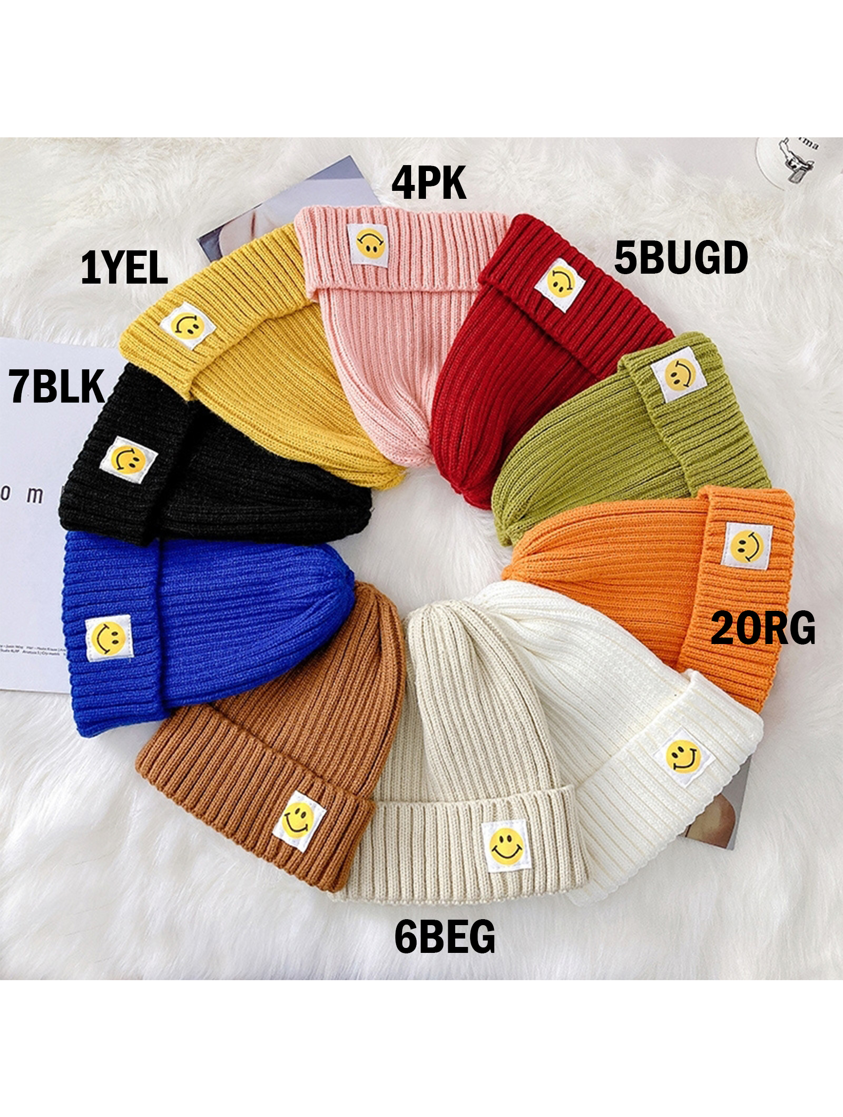 Knitted Hat W/ Smiling Face