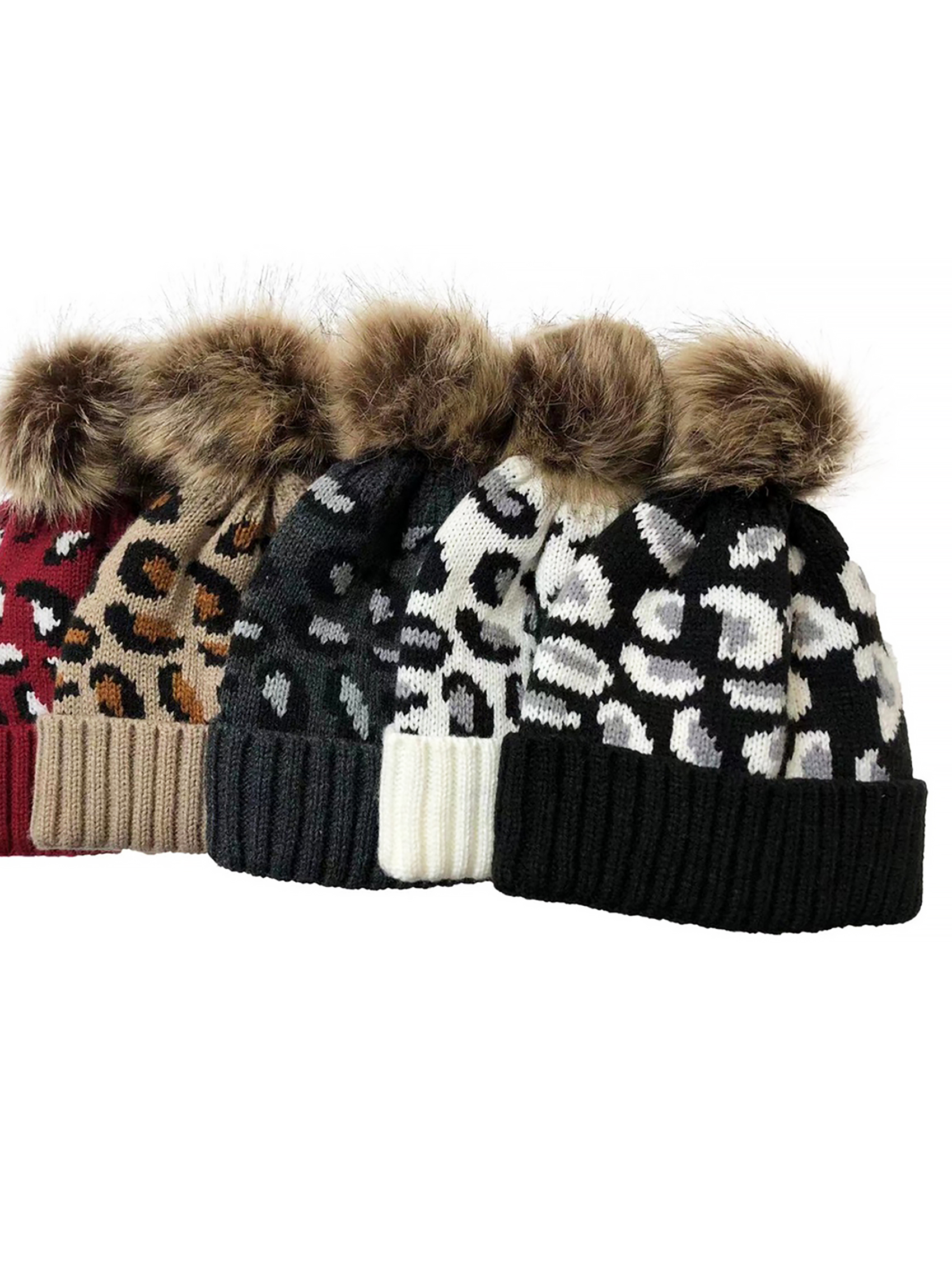 Leopard Pompom Beanie