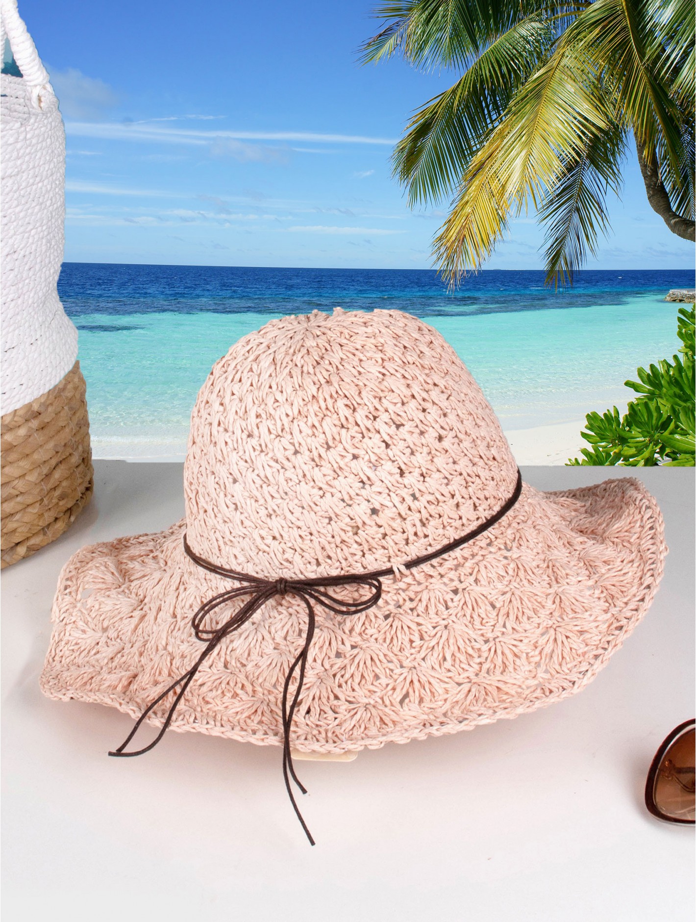 Foldable Summer Straw Hat W/ String Bow (Adjustable)