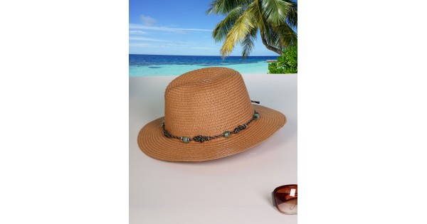 Wide Brim Summer Hat W/ Decorative Beads and Bow