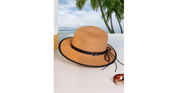 Wide Brim Summer Hat W/ Strap and Bow