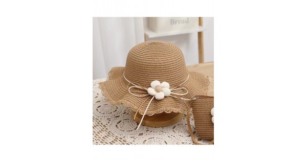 Kid's Woven Sun Hat W/ Flower