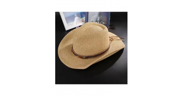 Summer Cow Boy Hat W/ Leather Buckle Strap