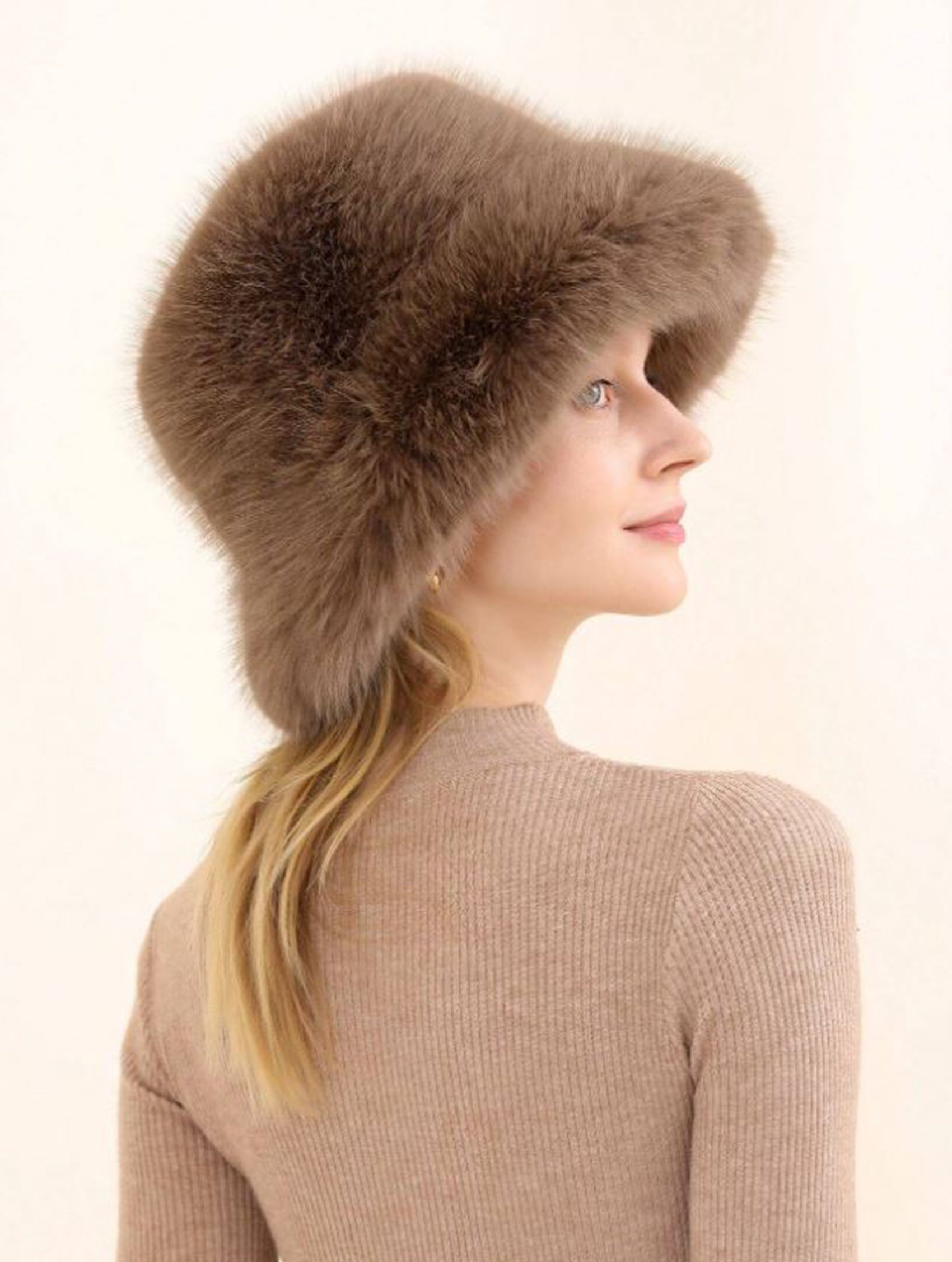 Solid Colour Fuzzy Hat with Brim
