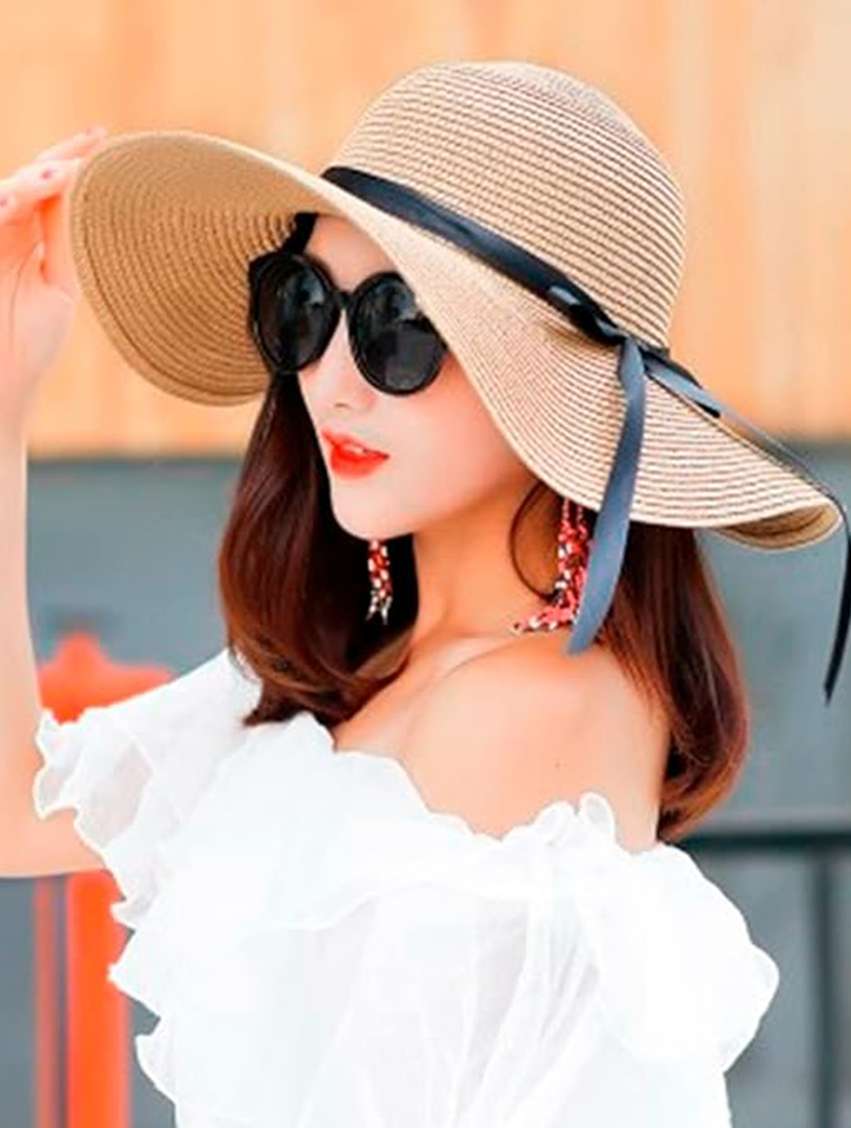 Wide Brim Summer Hat W/ Ribbon