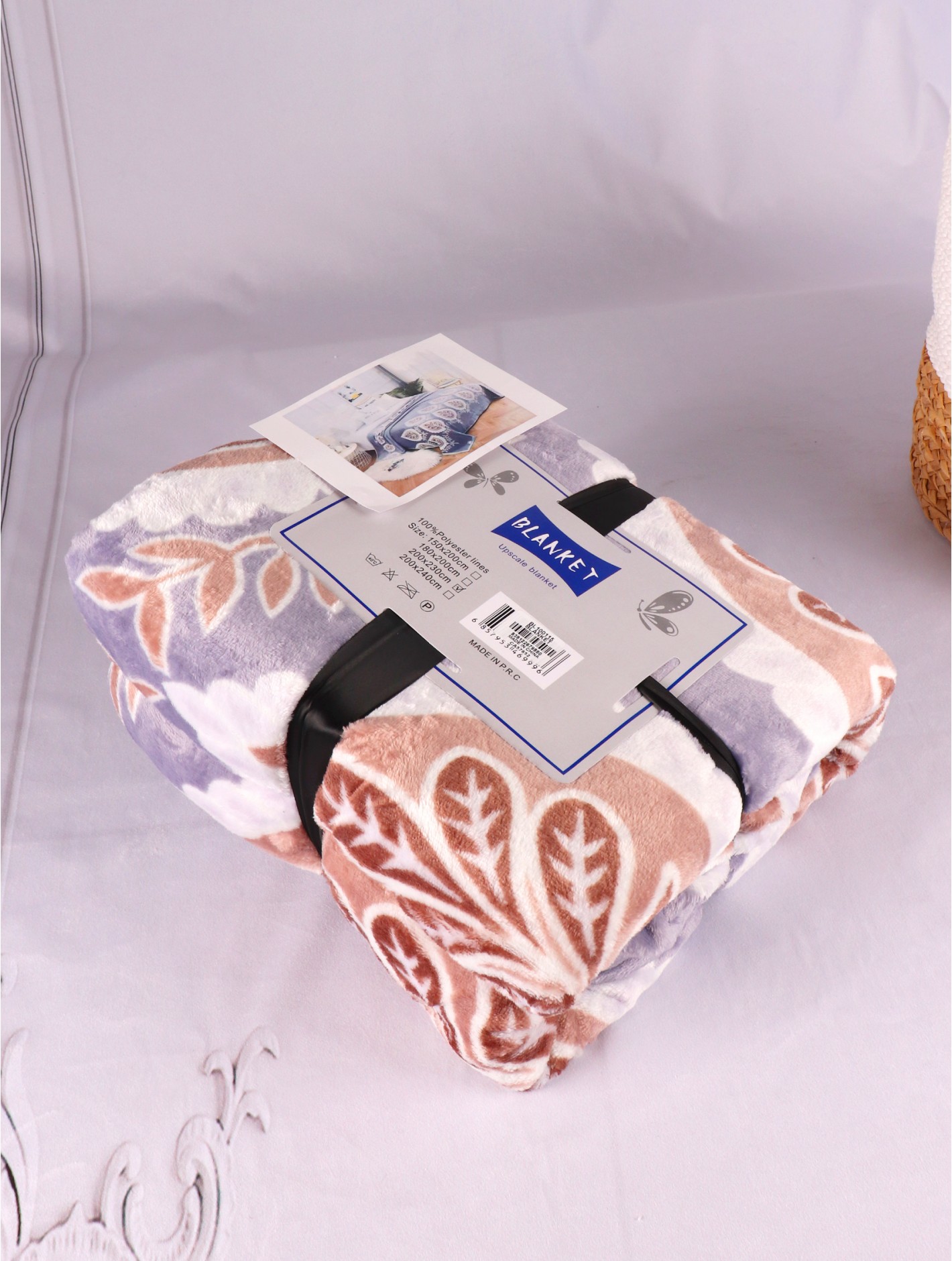 Embroidered Microfiber Soft Printed Flannel Blanket (with gift packaging)