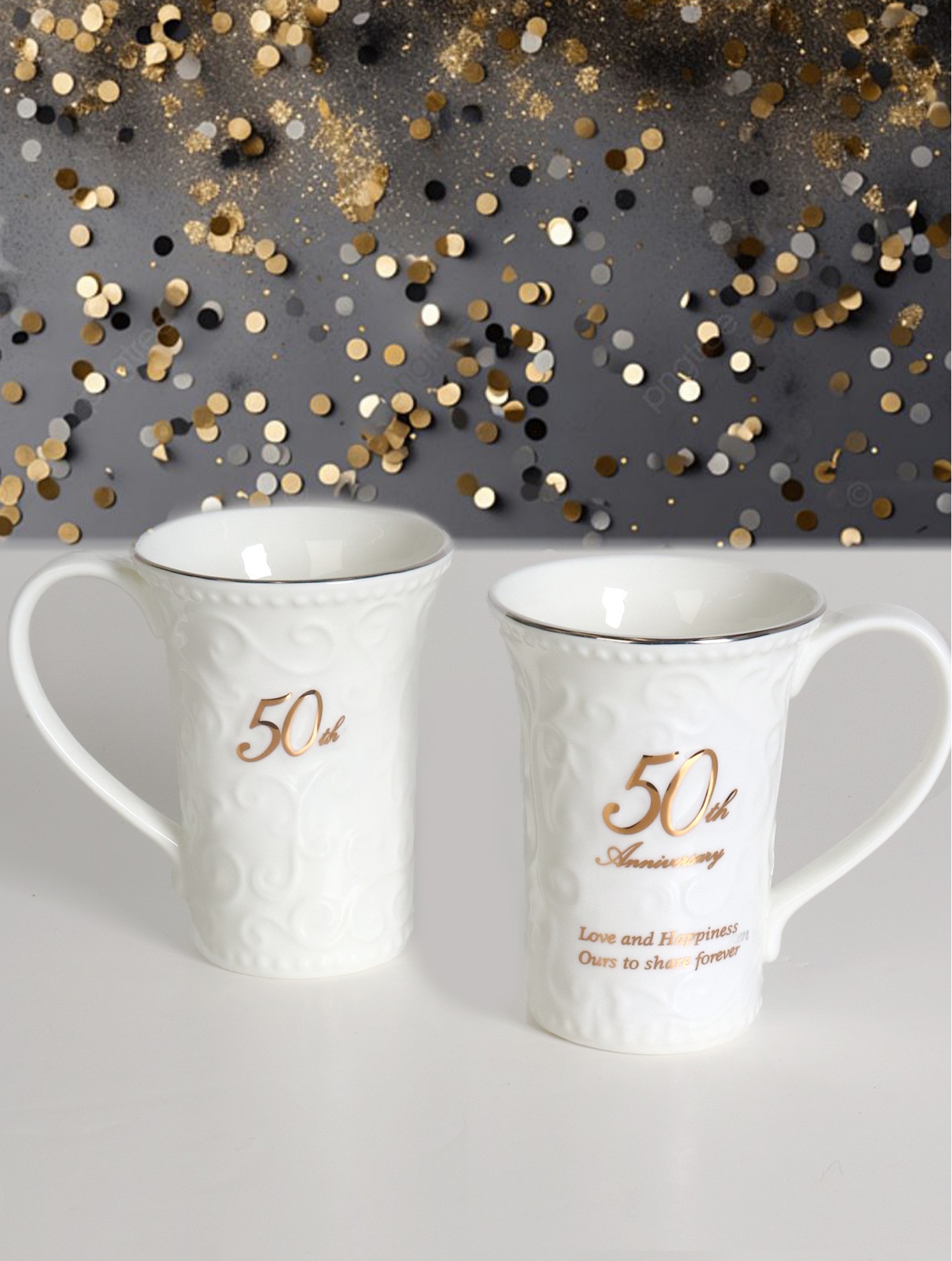 50th Anniversary Mugs With Gift Box