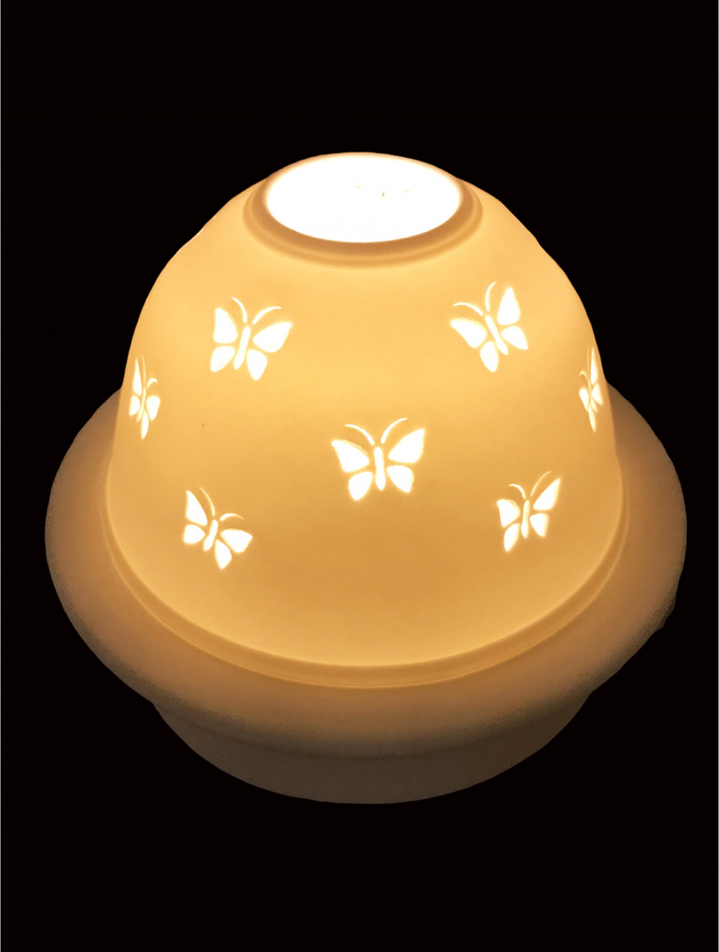 Porcelain Butterfly Candle Dome Light w/Candle Plate