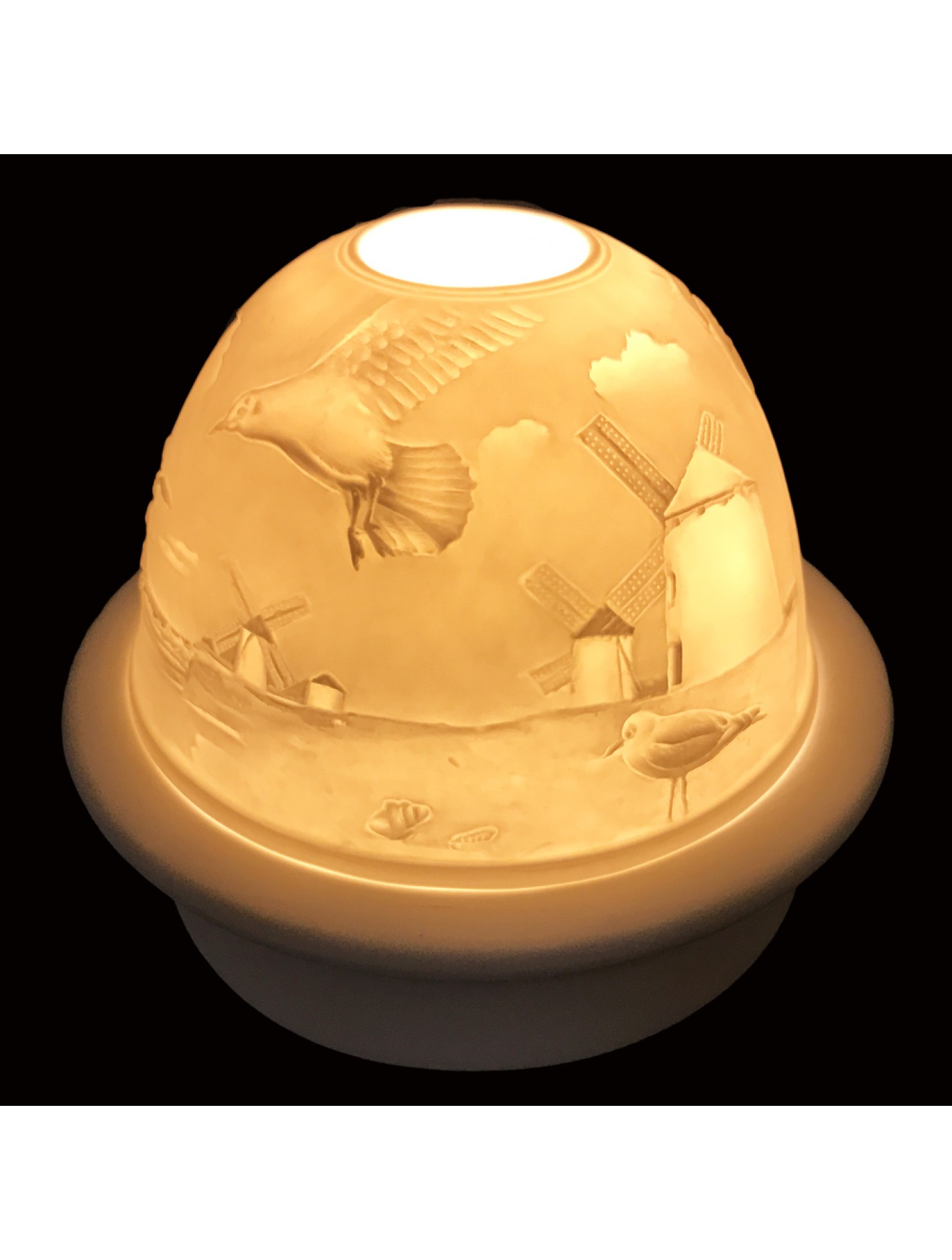 Porcelain Light House Candle Dome Light w/Candle Plate