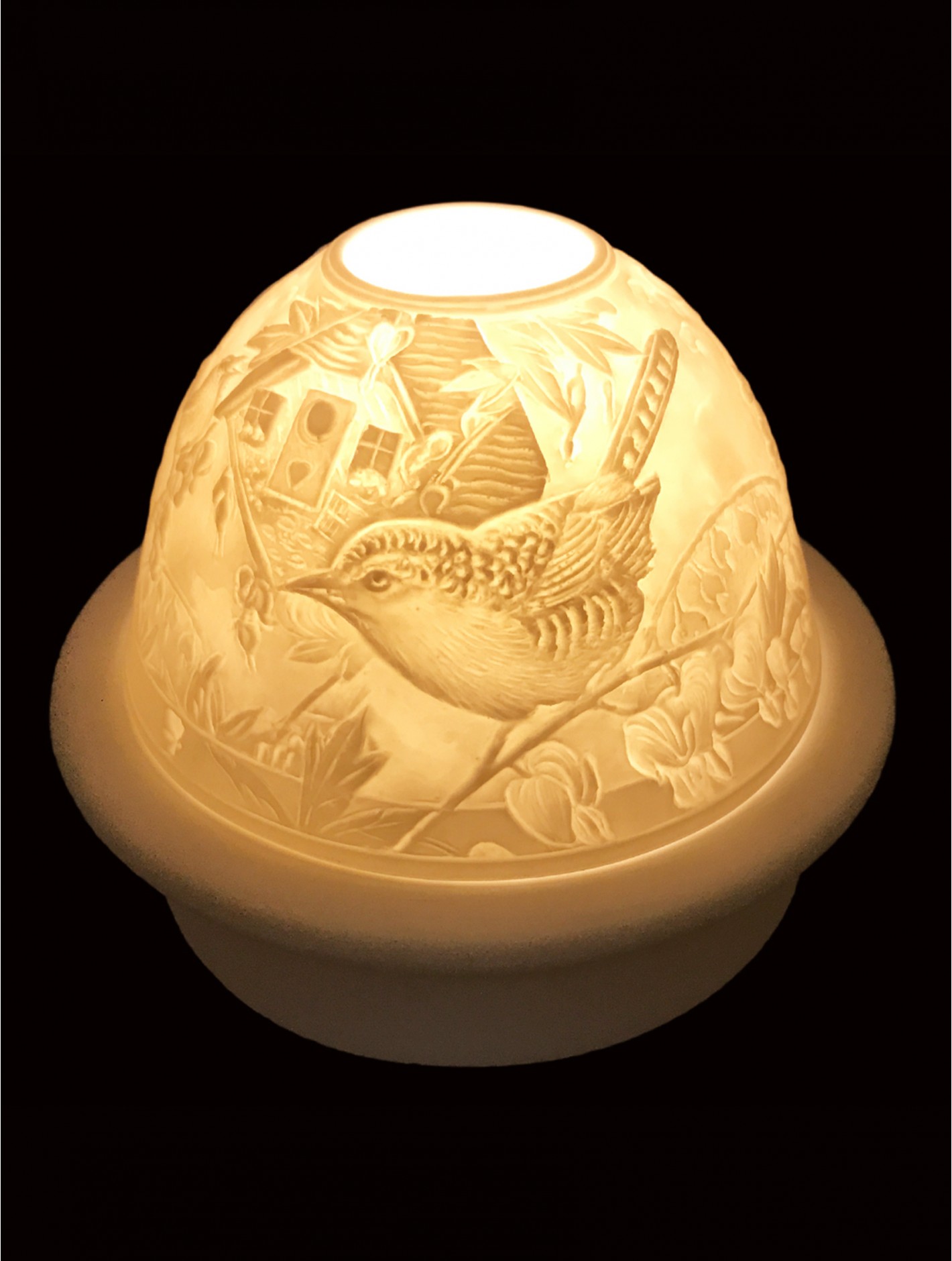 Porcelain Bird Candle Dome Light w/Candle Plate