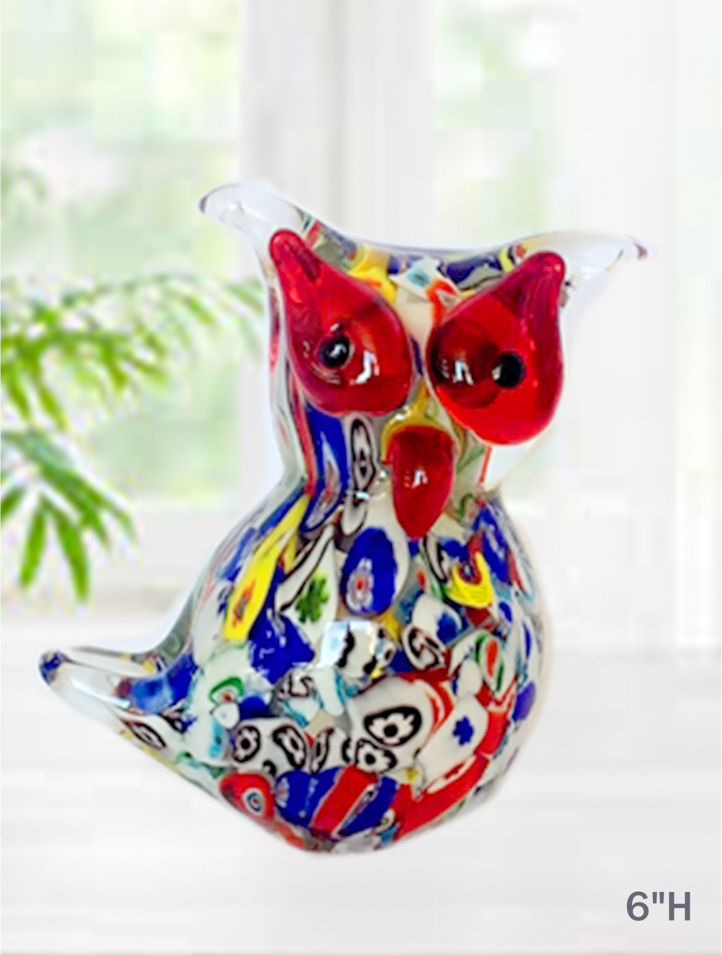 Glass Owl with Flowers