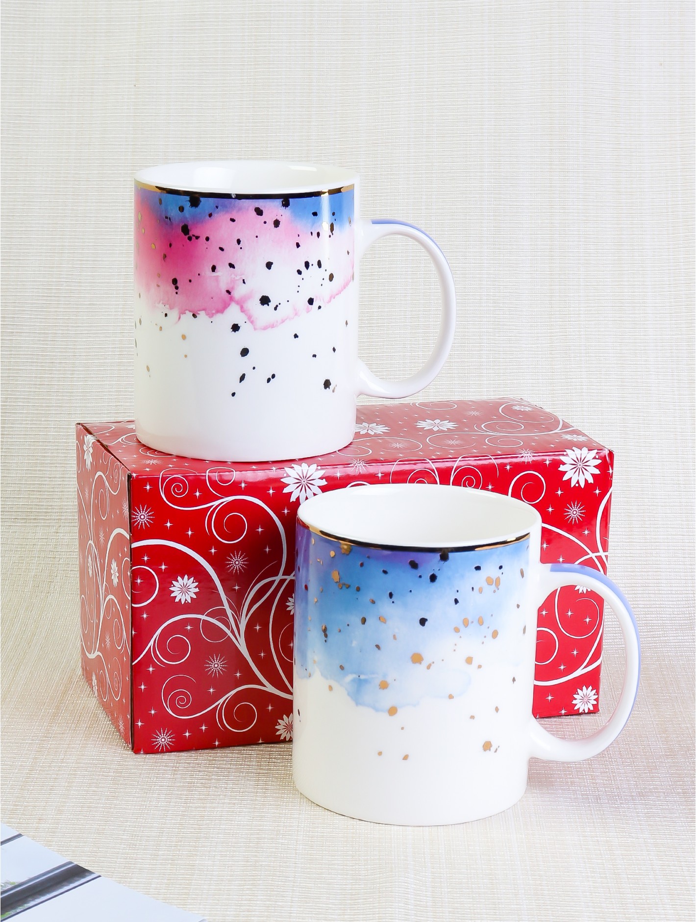 355 ML Colour Mug (2 Pcs) With Gift Box