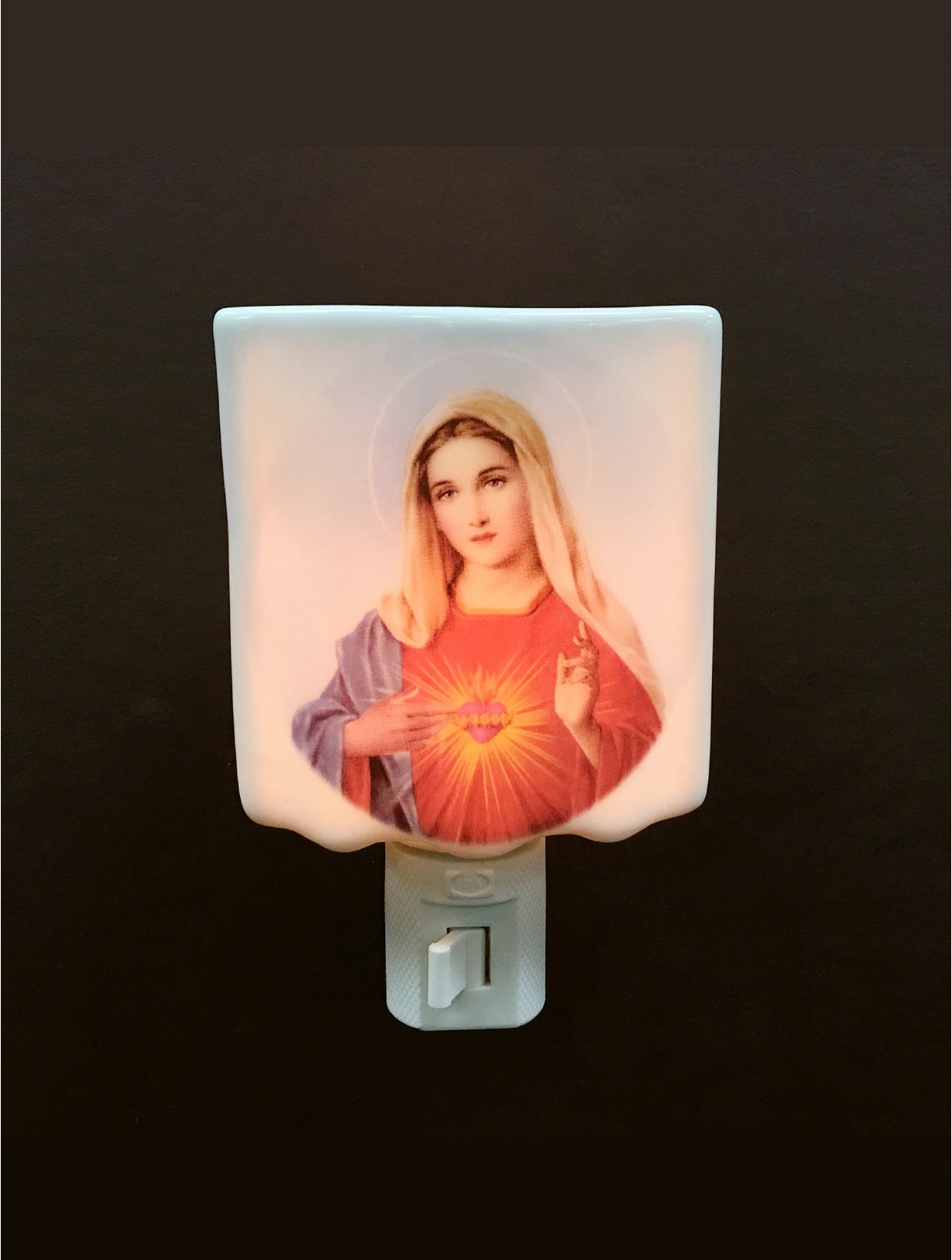 Porcelain Sacred Heart of Mary Night Light with Gift Box