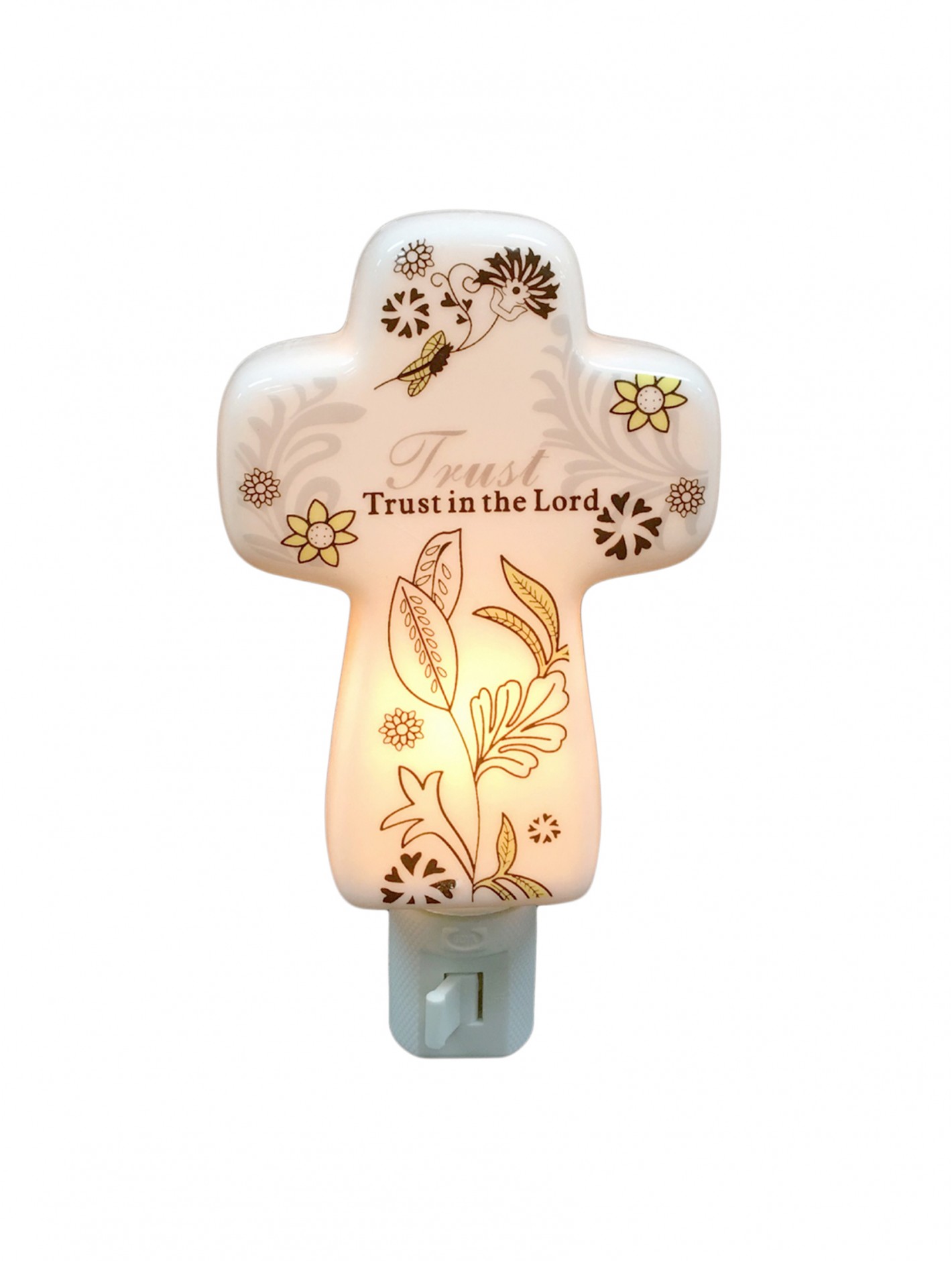 Porcelain "Trust in the Lord" Cross Night Light with Gift Box