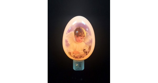Porcelain Angel Boy Night Light with Gift Box