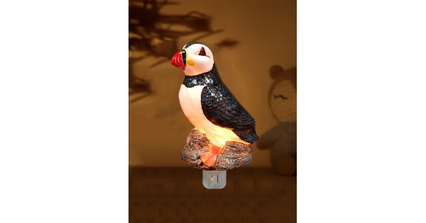 Porcelain Puffin Night Light with Gift Box