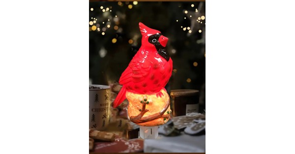 Porcelain Cardinal Night Light with Gift Box