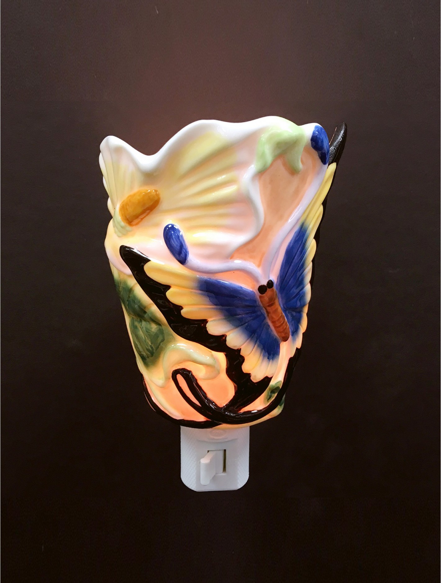 Porcelain Blue Butterfly Night Light with Gift Box