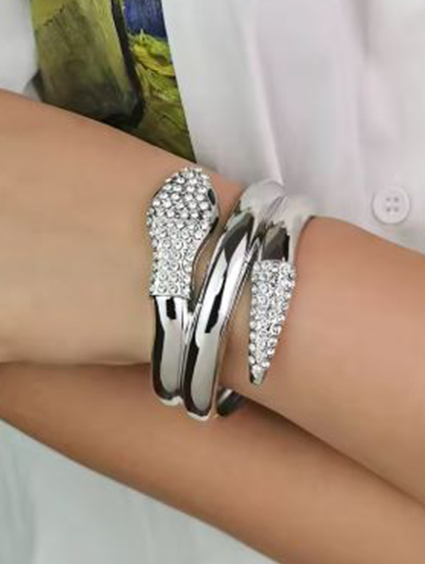 RHINESTONED SNAKE BANGLE