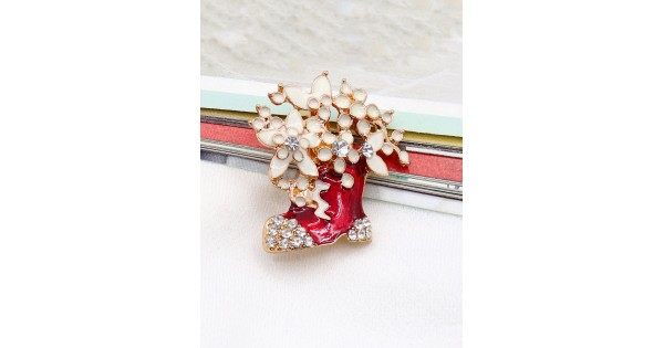 Rhinestone Boot Design Brooch