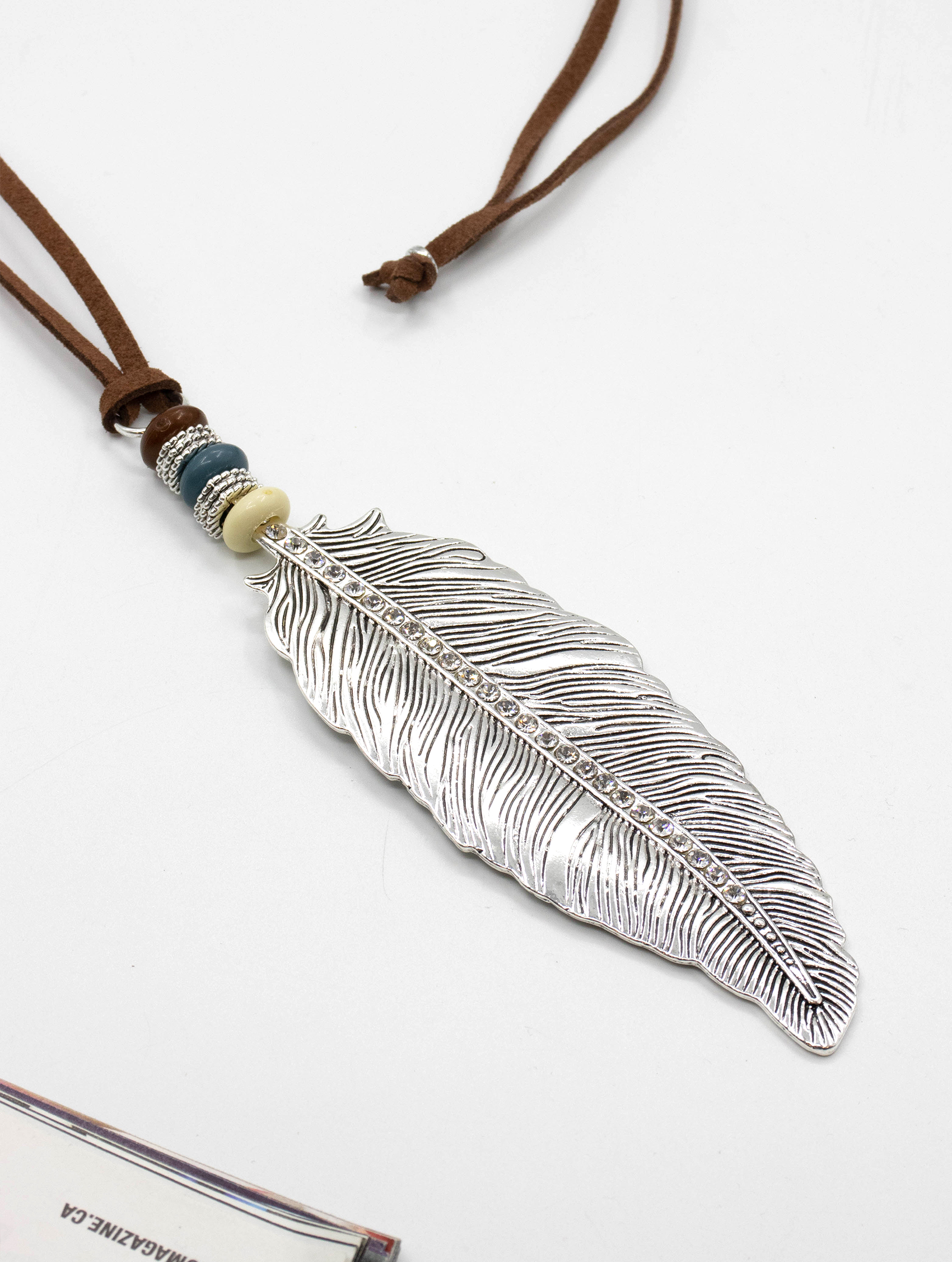 Feather Necklace W/ Rhinestones