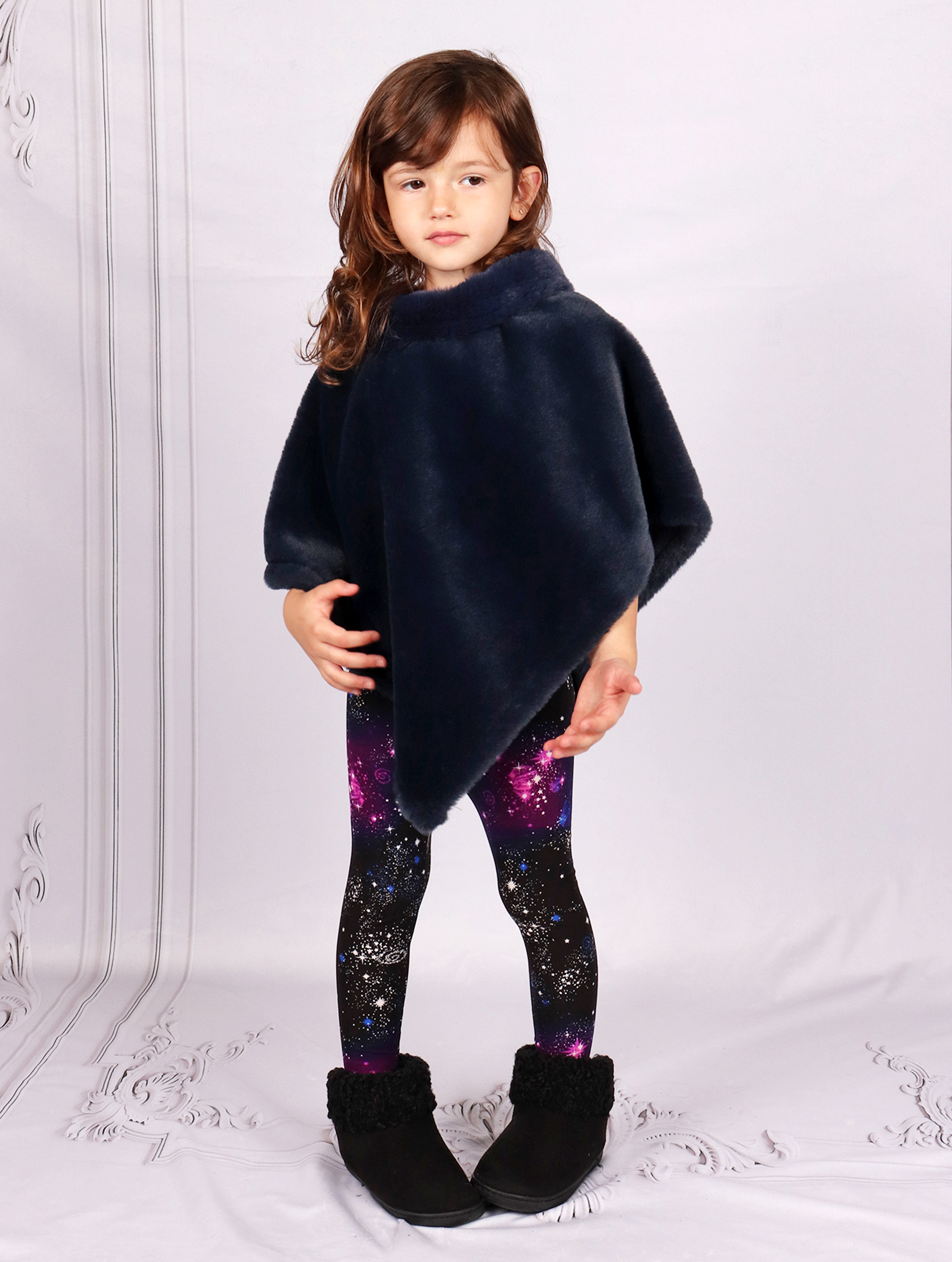 Kids Plush Poncho w/ Faux Fur Neckline (3-6 Years)