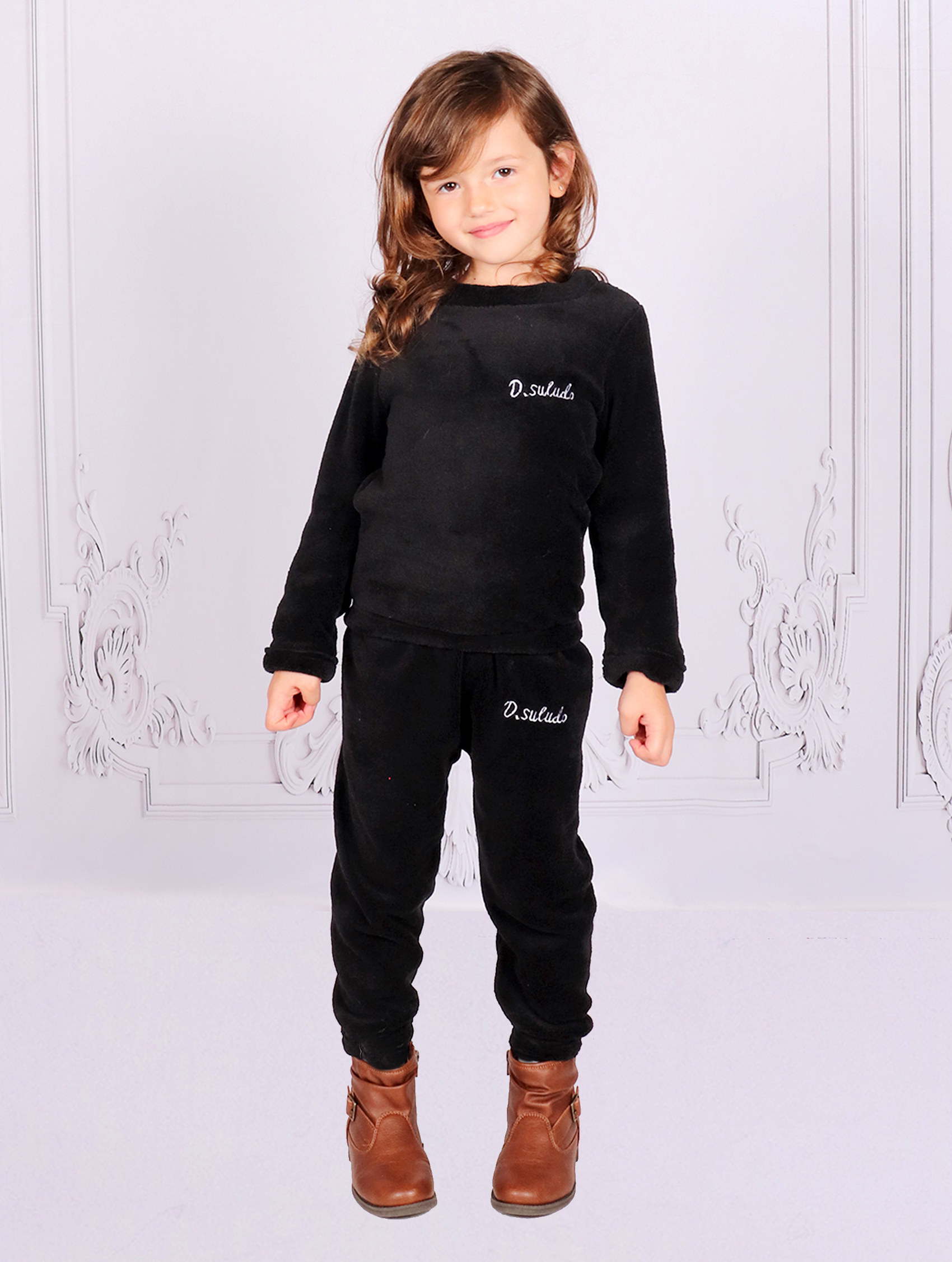 Kids Solid Colored Sweat Shirt and Pants Set
