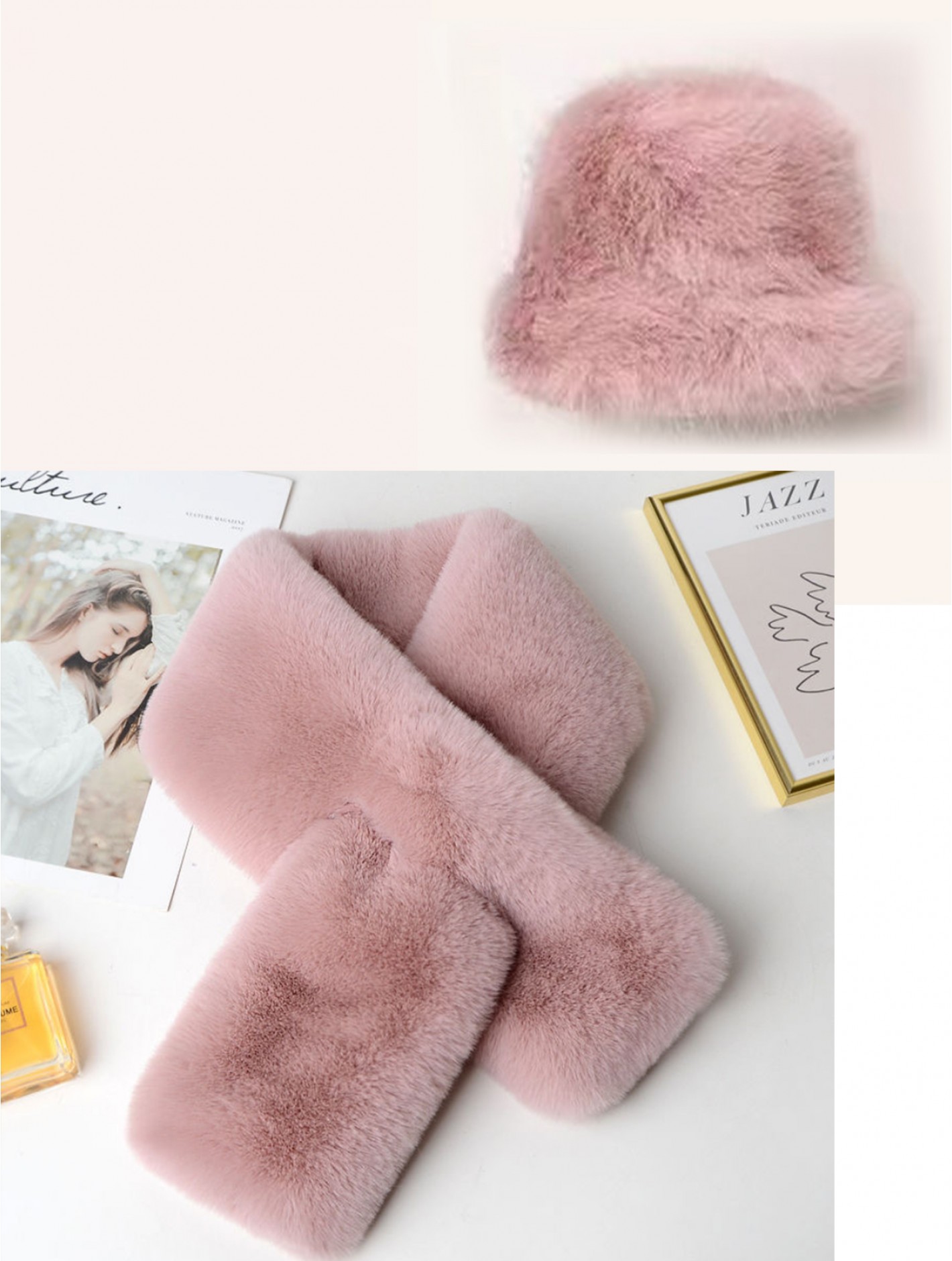 Solid Colour Fuzzy Hat with Brim