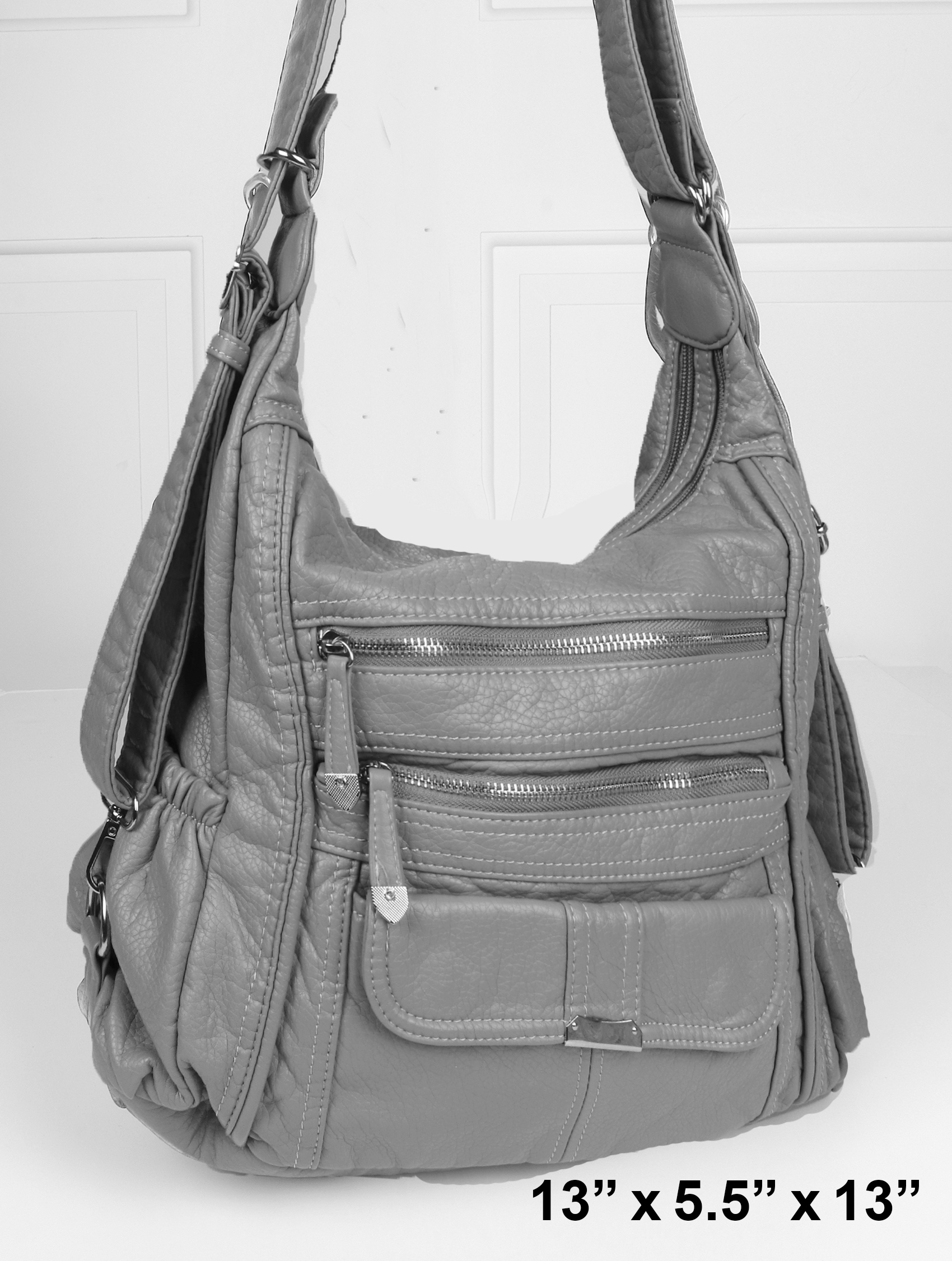 SOLID FAUX LEATHER SATCHEL/BACKPACK