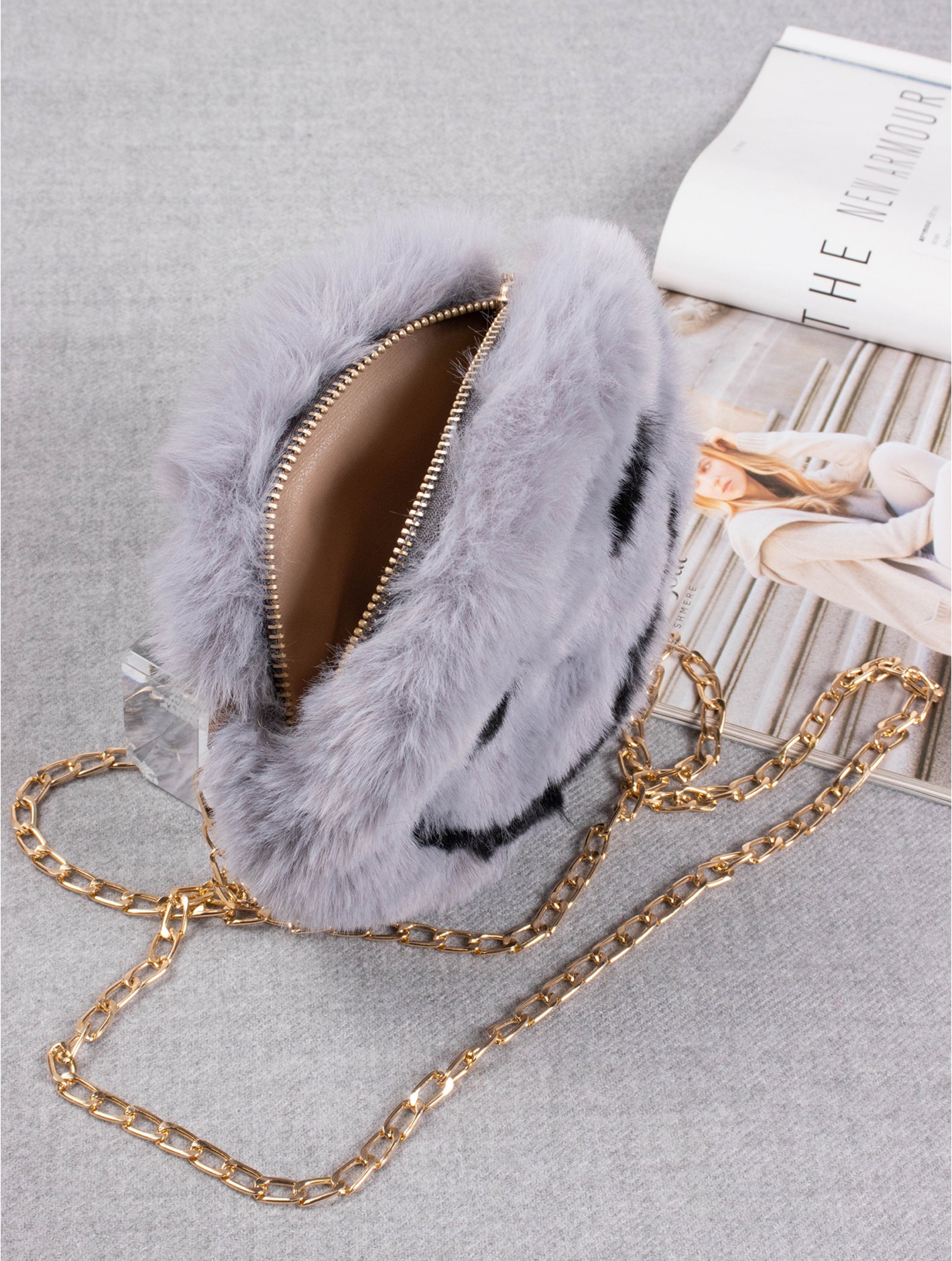 Smiley Face Plush Purse w/ Gold Chain