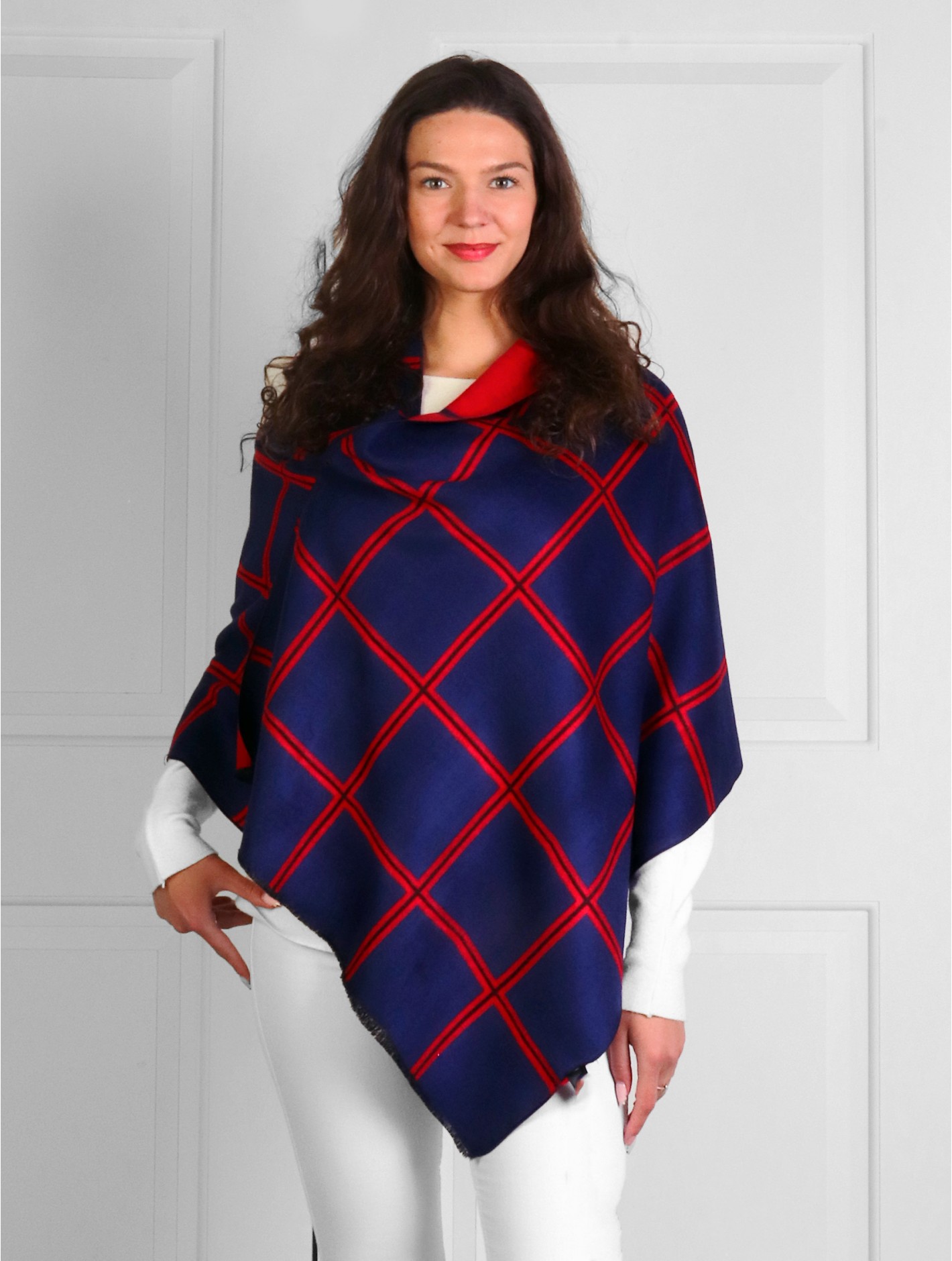 Trendy Plaid Reversible Scarf/Cape
