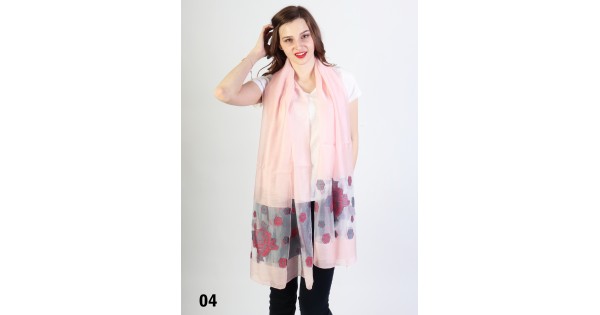 Embroidered Rose Flowy Fashion Scarf