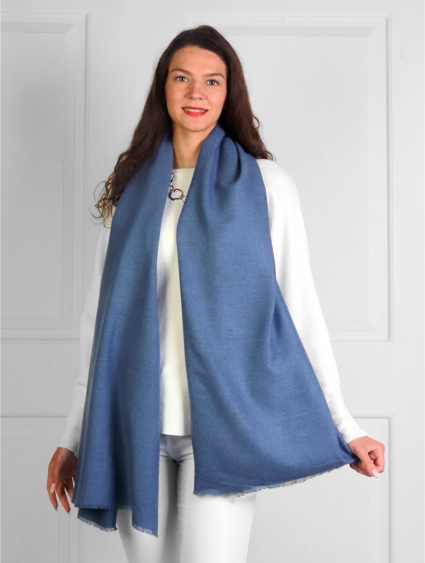 Premium Cashmere Feeling Solid Color Scarf W/ Tassels