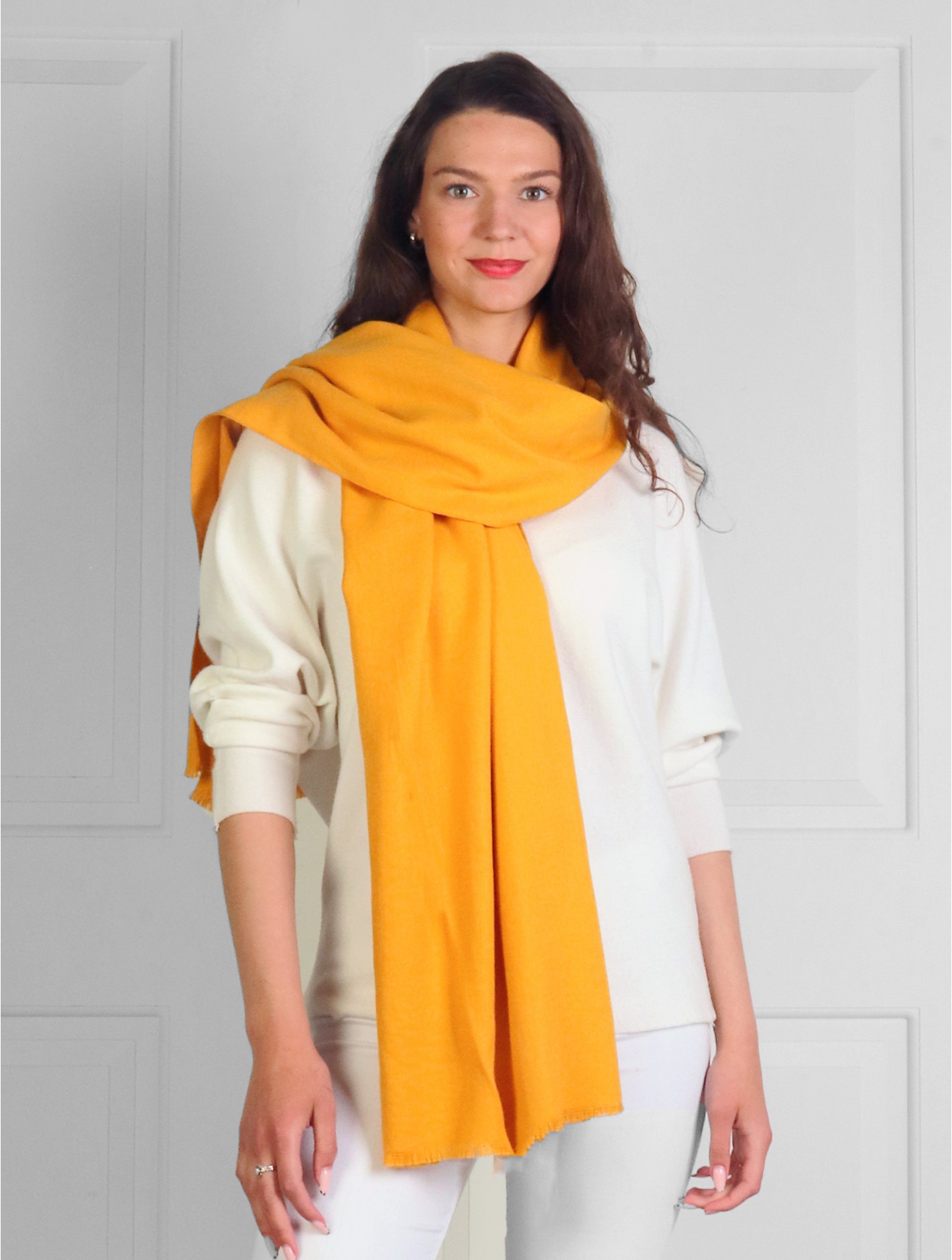 Premium Cashmere Feeling Solid Color Scarf W/ Tassels